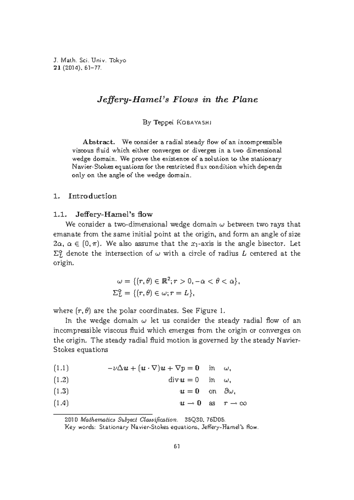 Jeff Hamel Flow - Boundary Layer Theory extra reading material - J. Math. Sci. Univ. Tokyo 21 ...