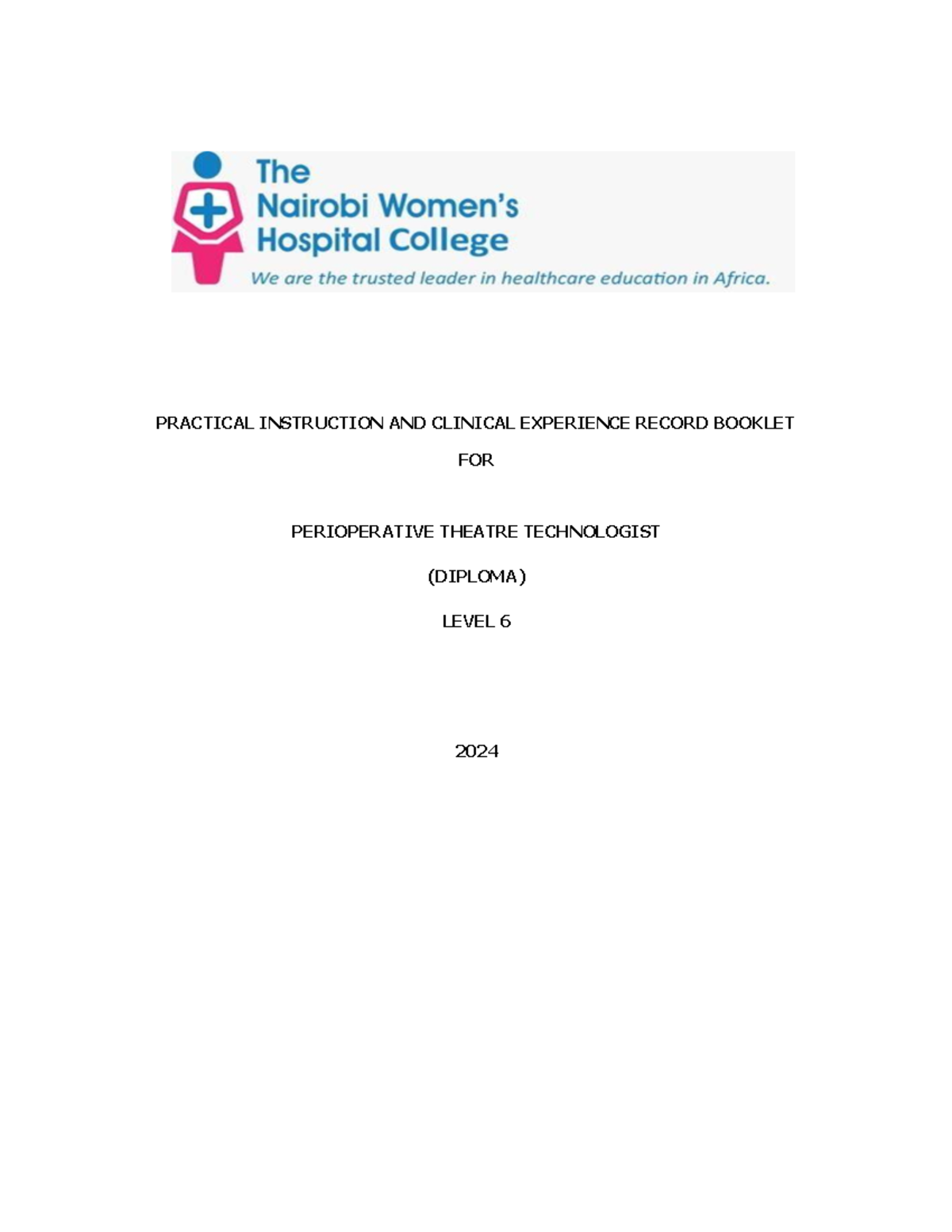 DTT Level 6 Clinical Experience Record Booklet for Perioperative ...