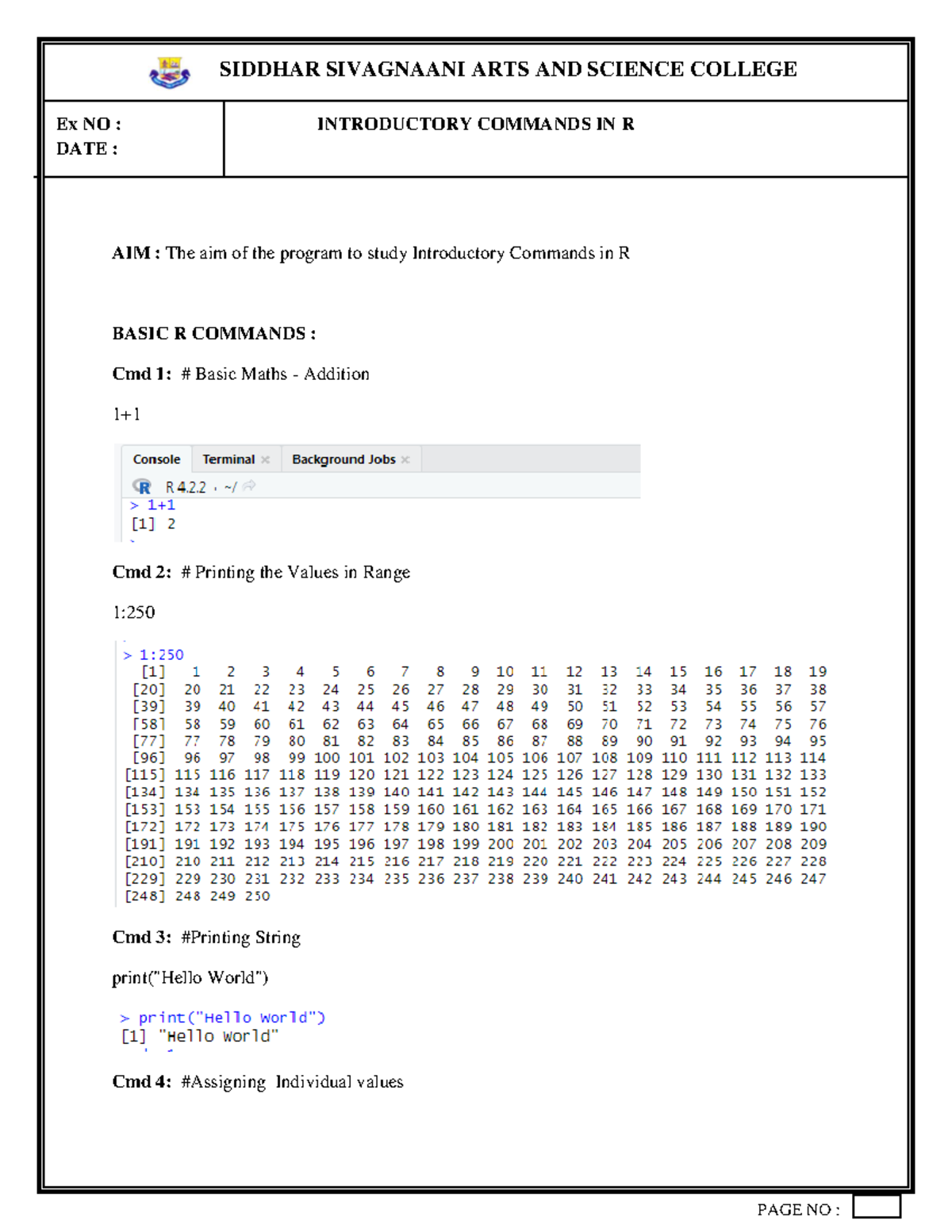 DATA MINING LAB USING R: Introductory Commands & Analysis - Studocu