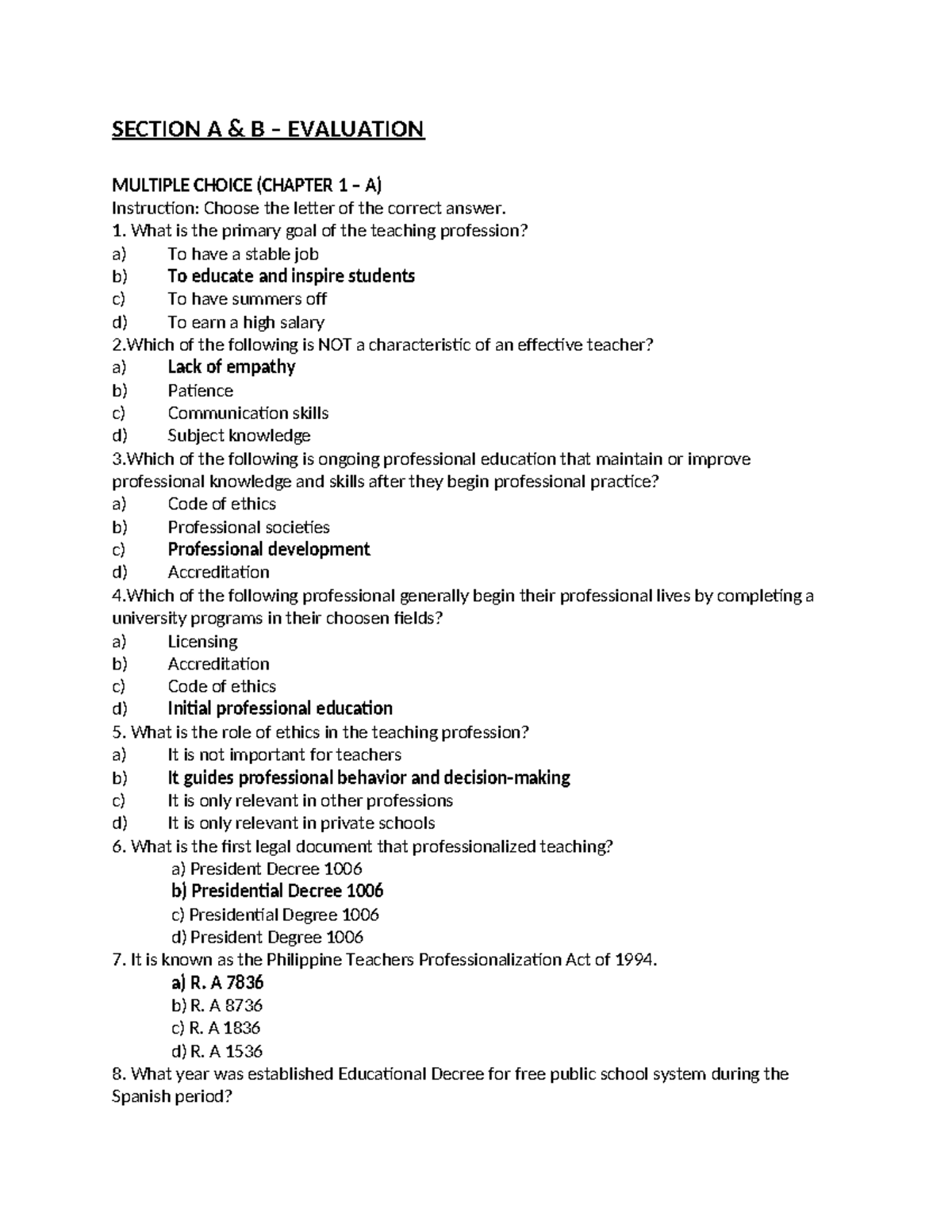 ED202 Final Exam Reviewer: Chapters 1-5 Evaluation Questions - Studocu