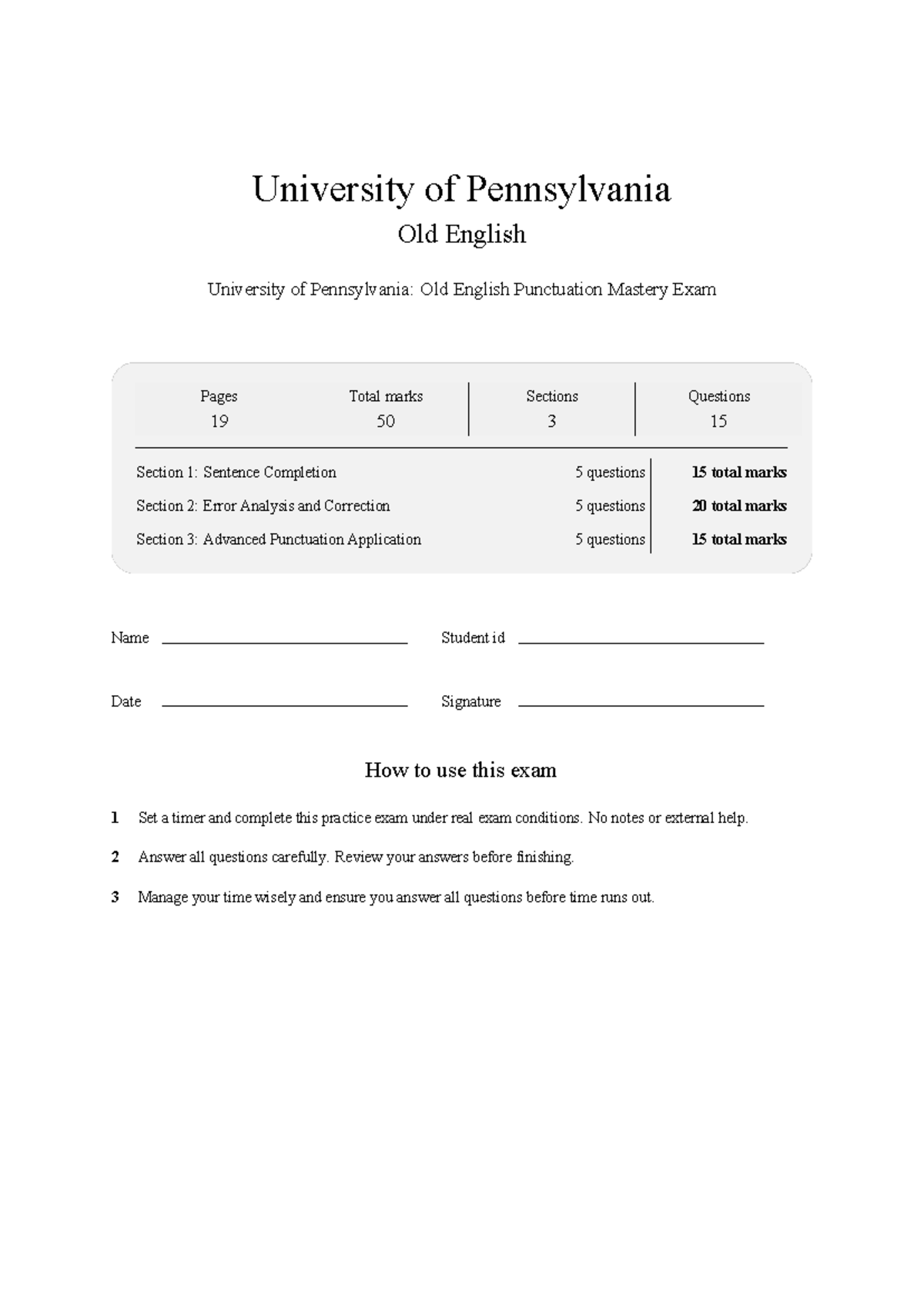 ENGL 018 Old English Punctuation Mastery Practice Test 2026 - Studocu