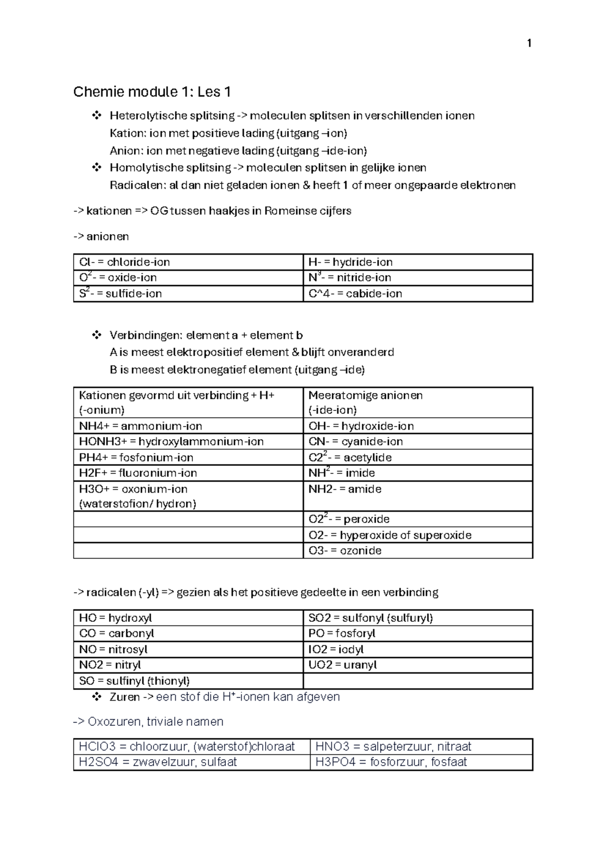 Chemie Module 1: Nomenclatuur en Reacties in Les 1-3 - Studocu