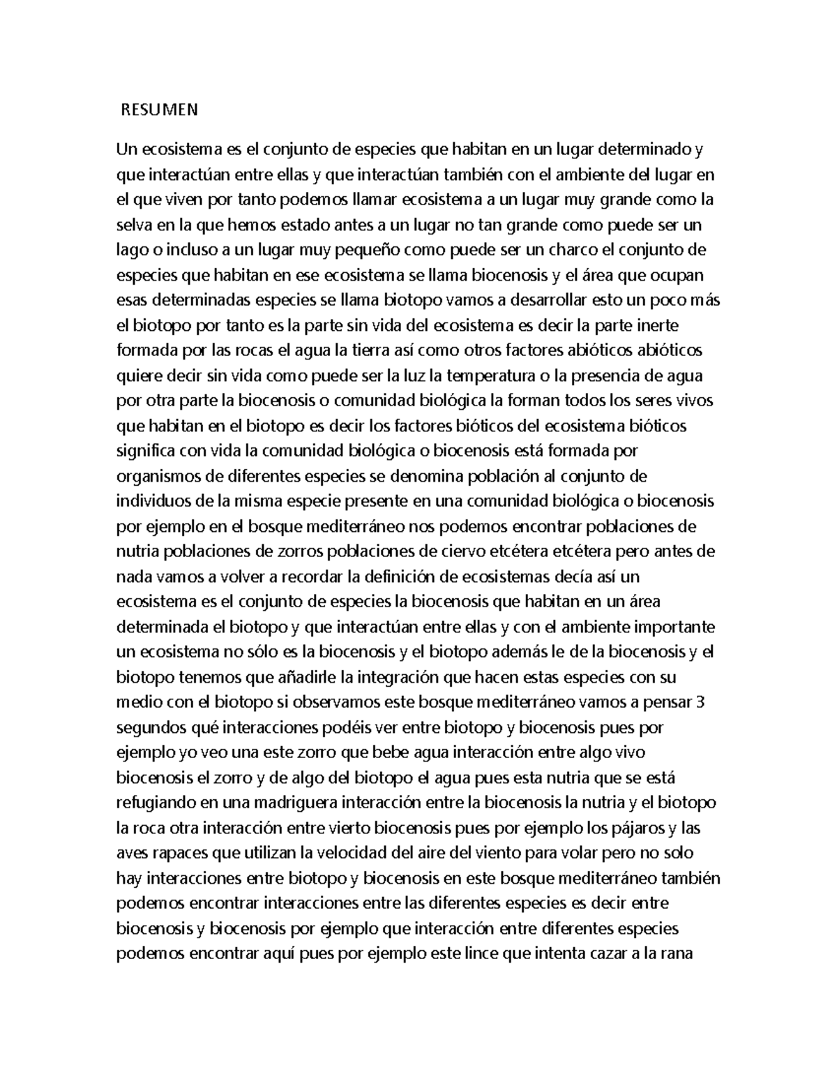Resumen sobre Ecosistemas y sus Componentes Biológicos - Studocu