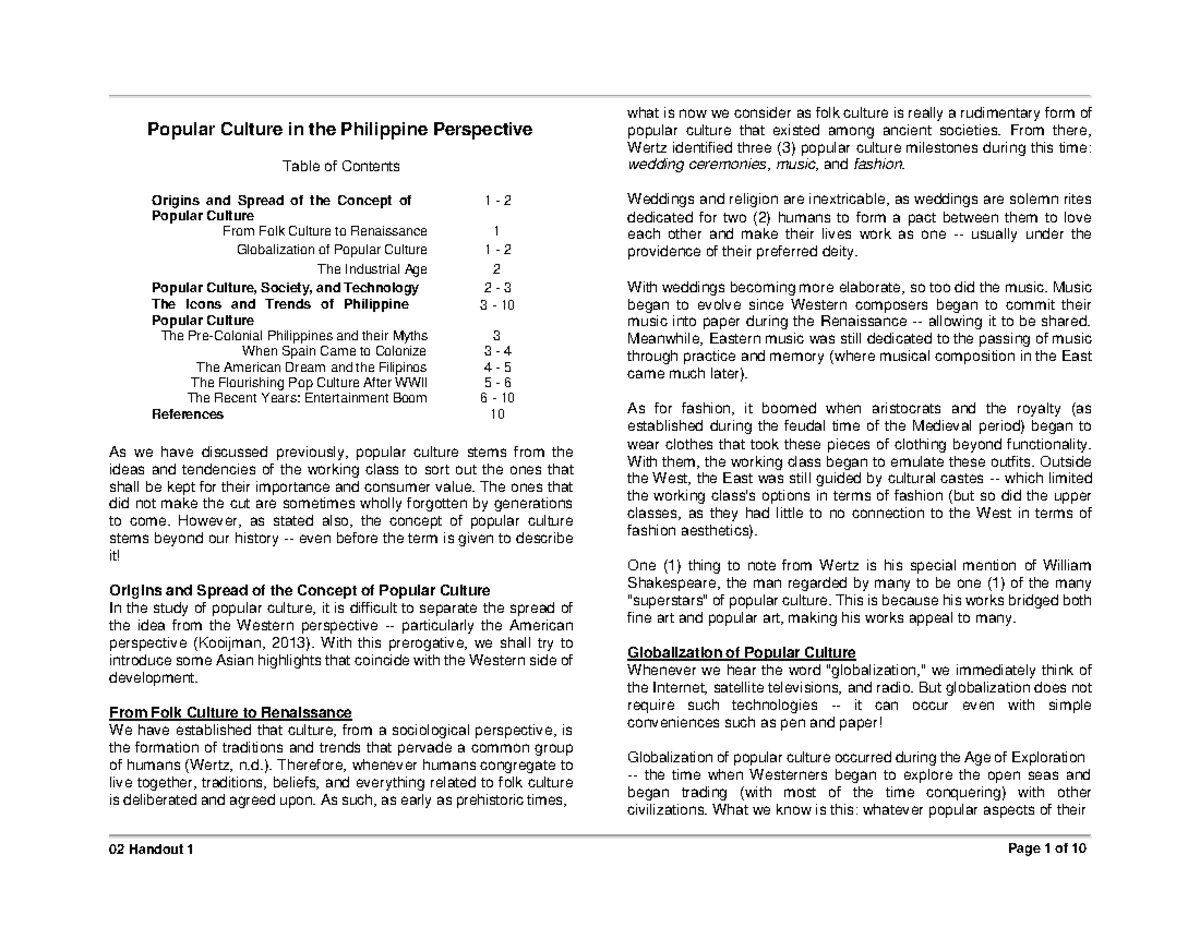 Philpop - Module 2 - Popular Culture in the Philippine Perspective - Studocu