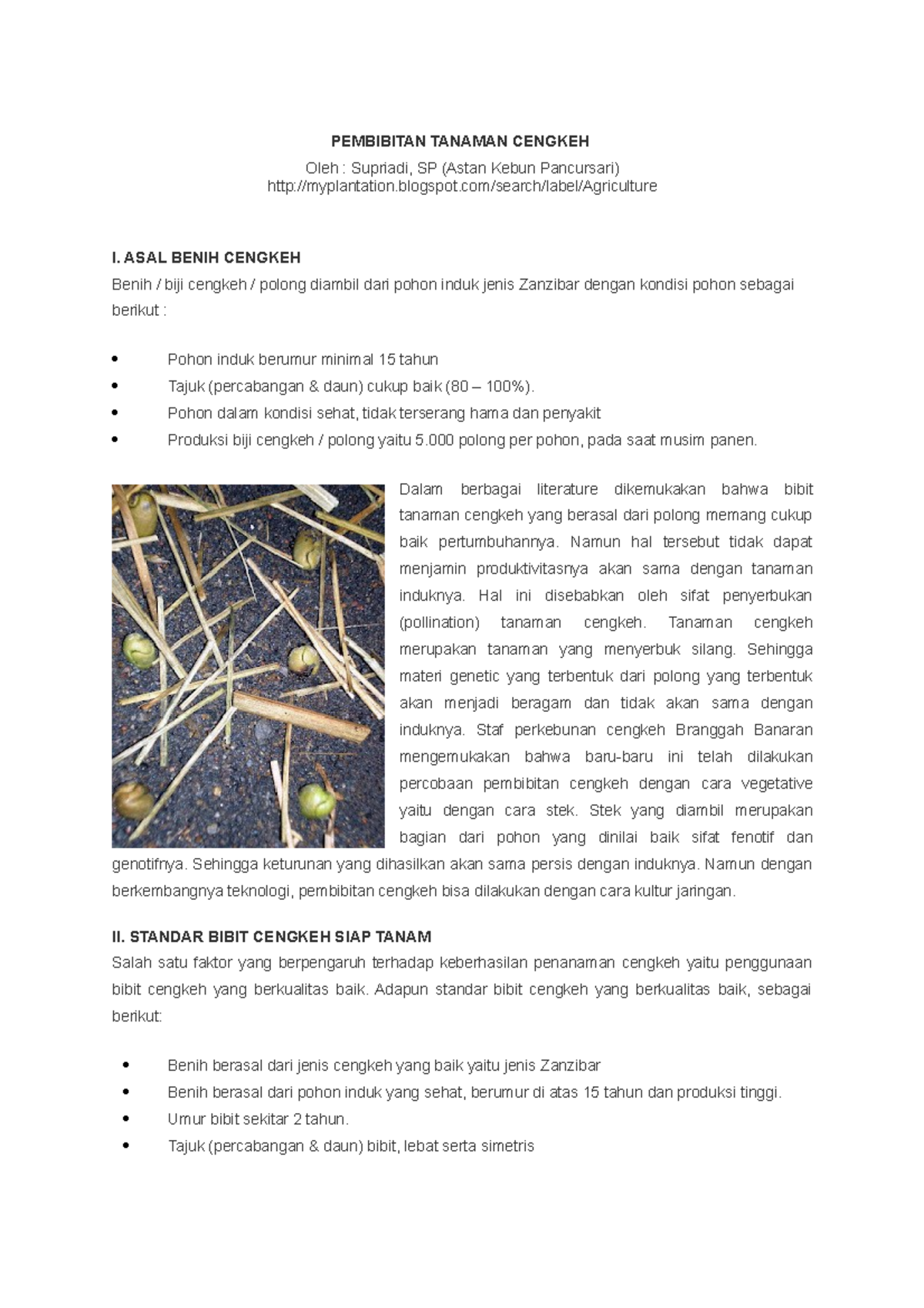 Pembibitan Tanaman Cengkeh: Standar dan Proses oleh Supriadi - Studocu