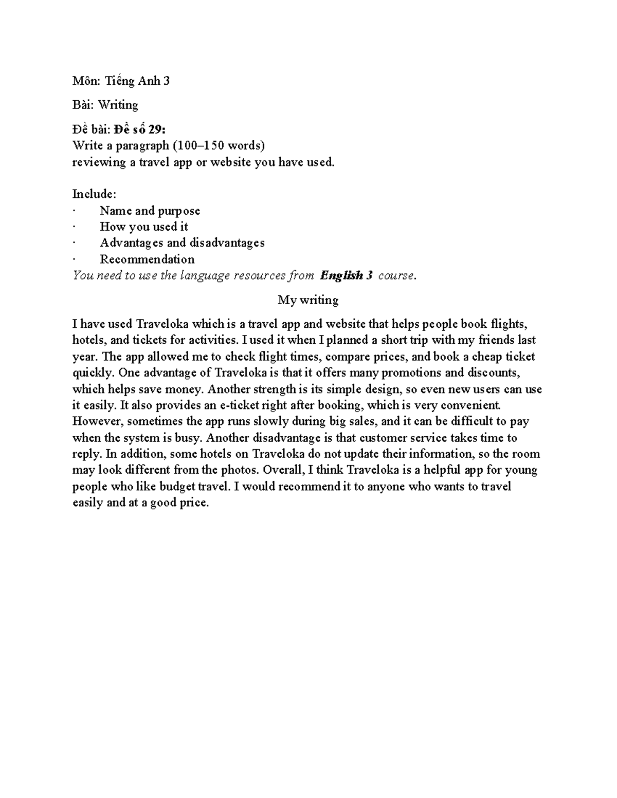 Midterm Writing TA3: Review of Traveloka App - Studocu