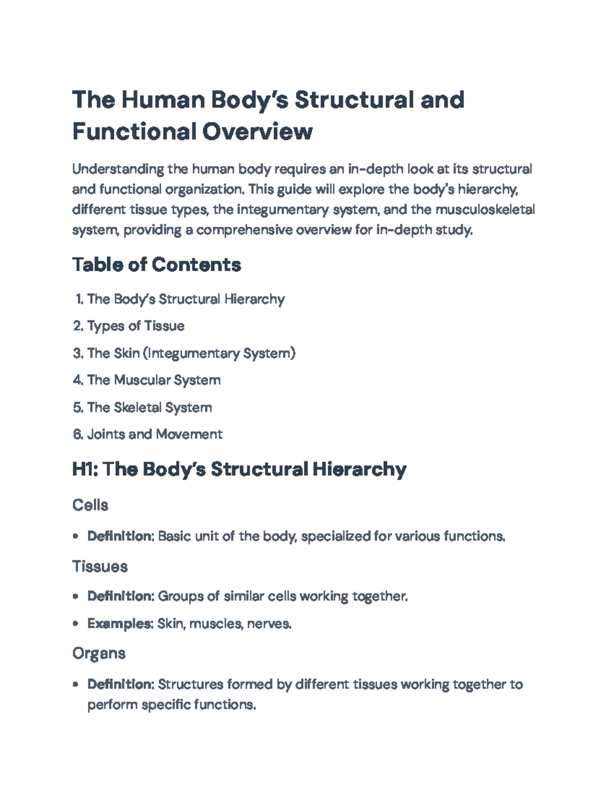 Human Body Structural and Functional Overview: Anatomy Guide - The ...