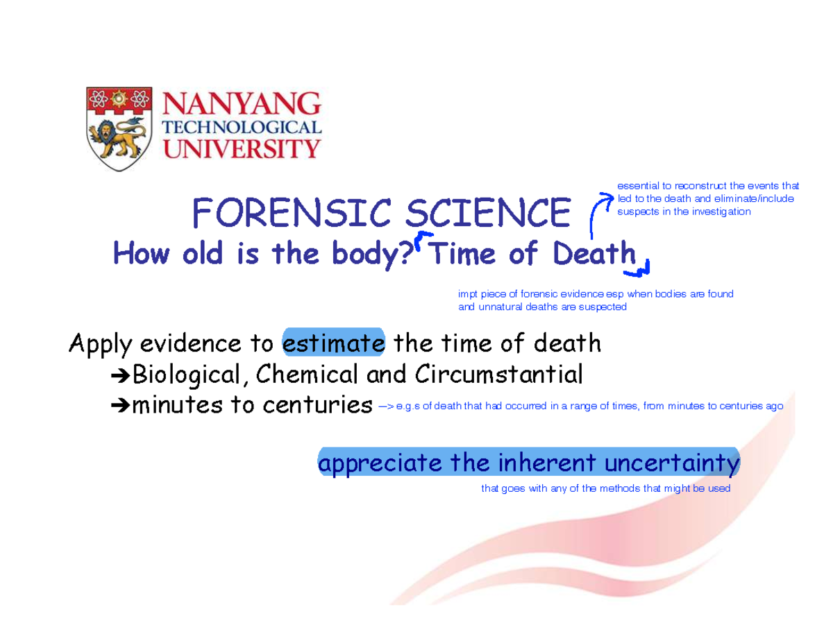 Forensic Science 101: Time of Death Estimation and Indicators - Studocu
