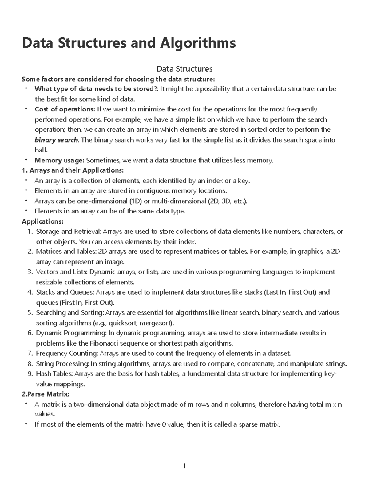 Data Structures and Algorithms (CS101): Key Concepts and Applications ...