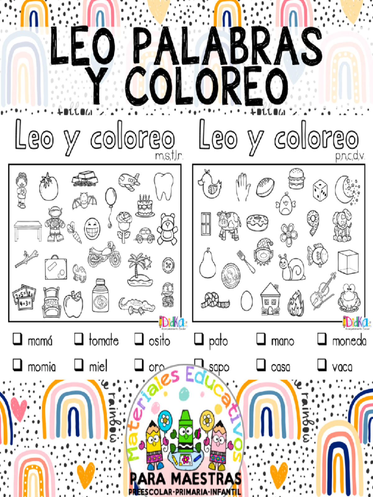 Materiales Educativos: Leo Palabras y Coloreo para Maestras - Studocu