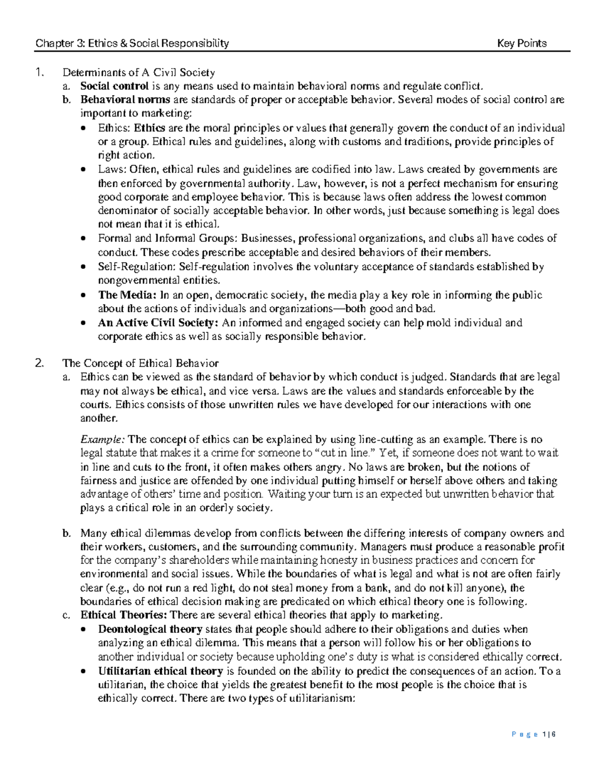 Chapter 3: Ethics & Social Responsibility Overview and Key Points - Studocu