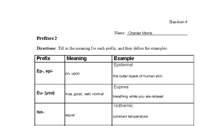 Prefix - ahab - POSC 103 - Handout- Unit B 11 Veterinary Terminology ...