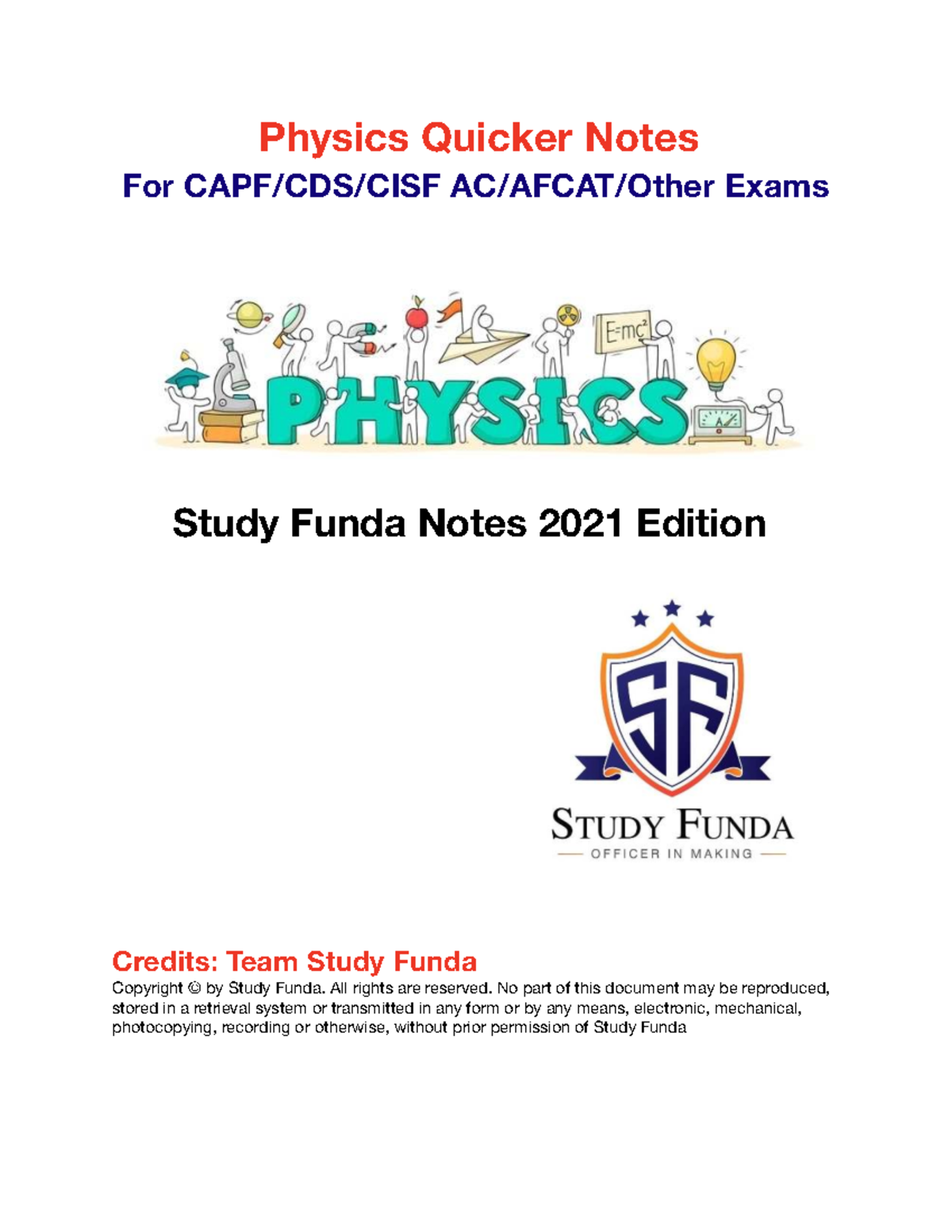 Physics Quick Study Notes for Exams - 2021 Edition - Studocu