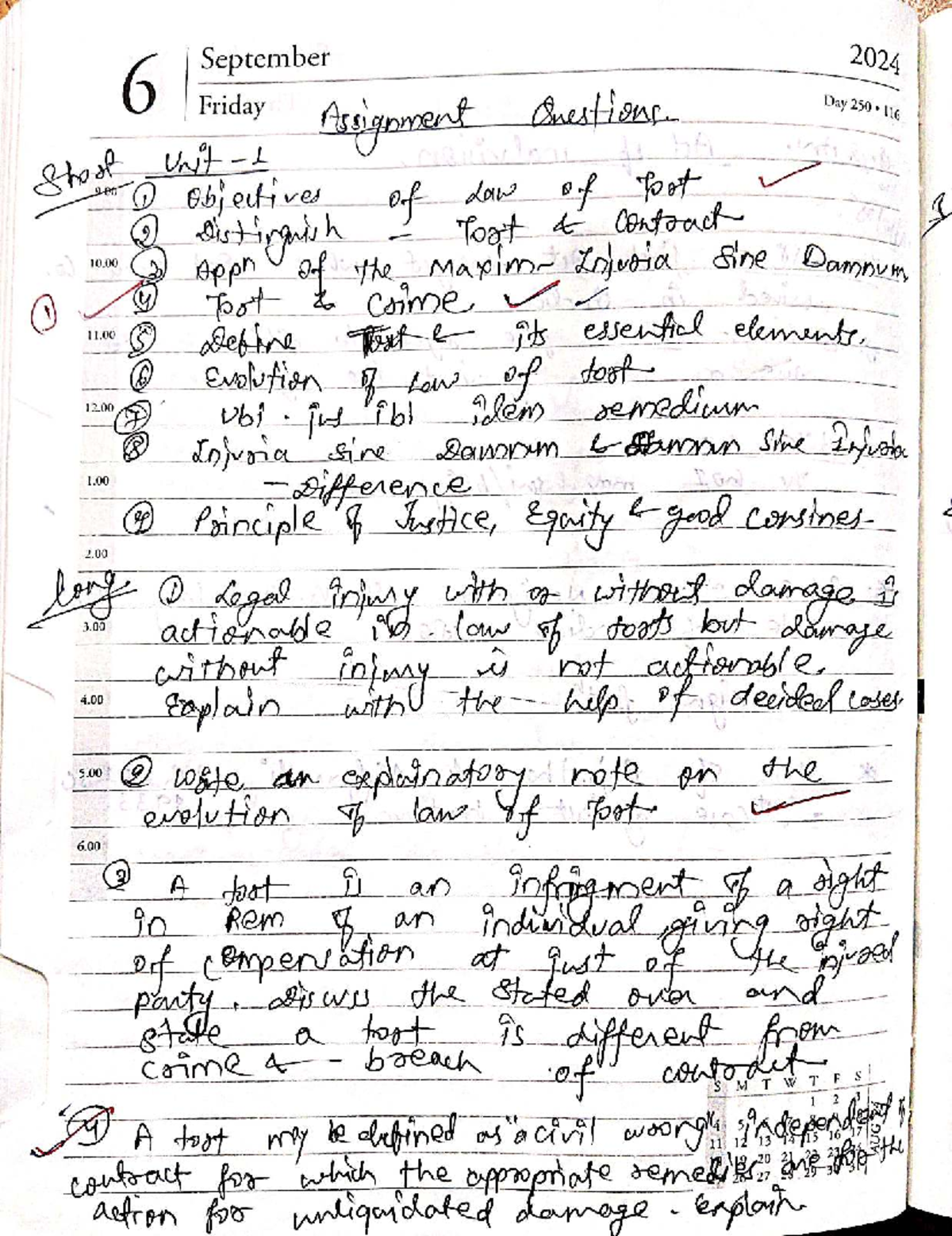 Law of Torts Assignment Questions - 6 Sept 2024 (Day 250) - Studocu