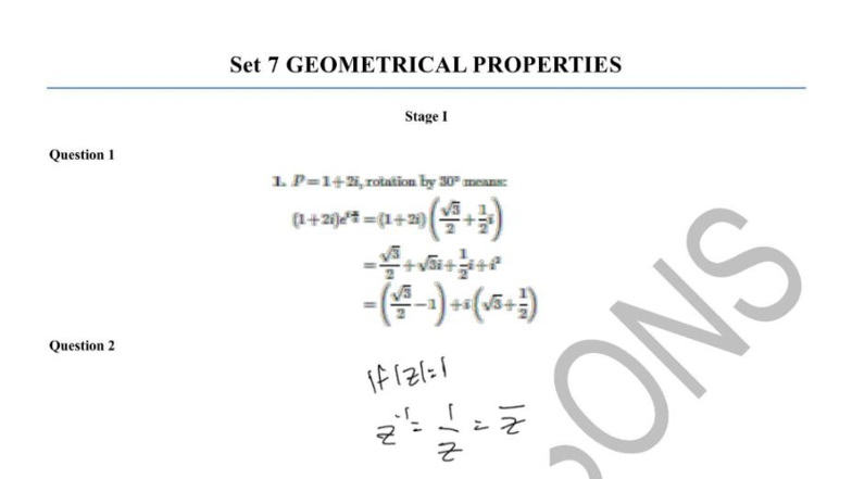 Set 7: Geometrical Properties Stage I & II Questions - Studocu