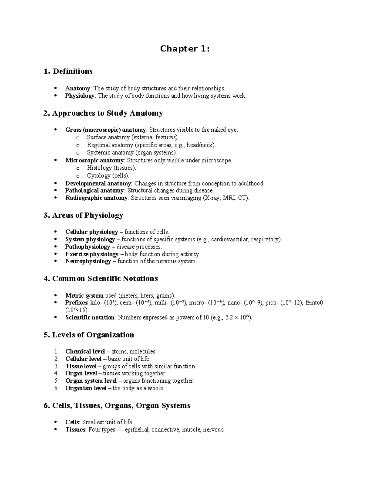 Comprehensive Guide to Anatomy and Physiology (BIO 101) - Studocu