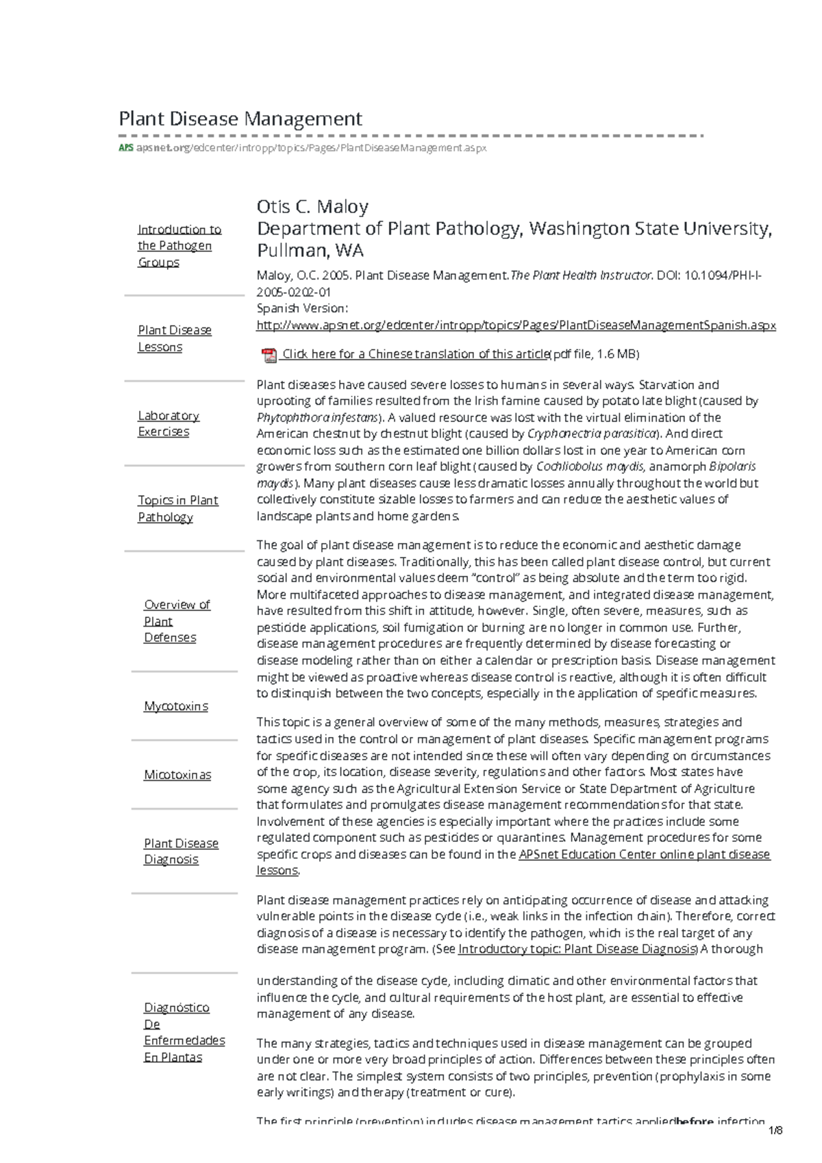 Plant Disease Management: Overview of Pathogen Groups and Control ...