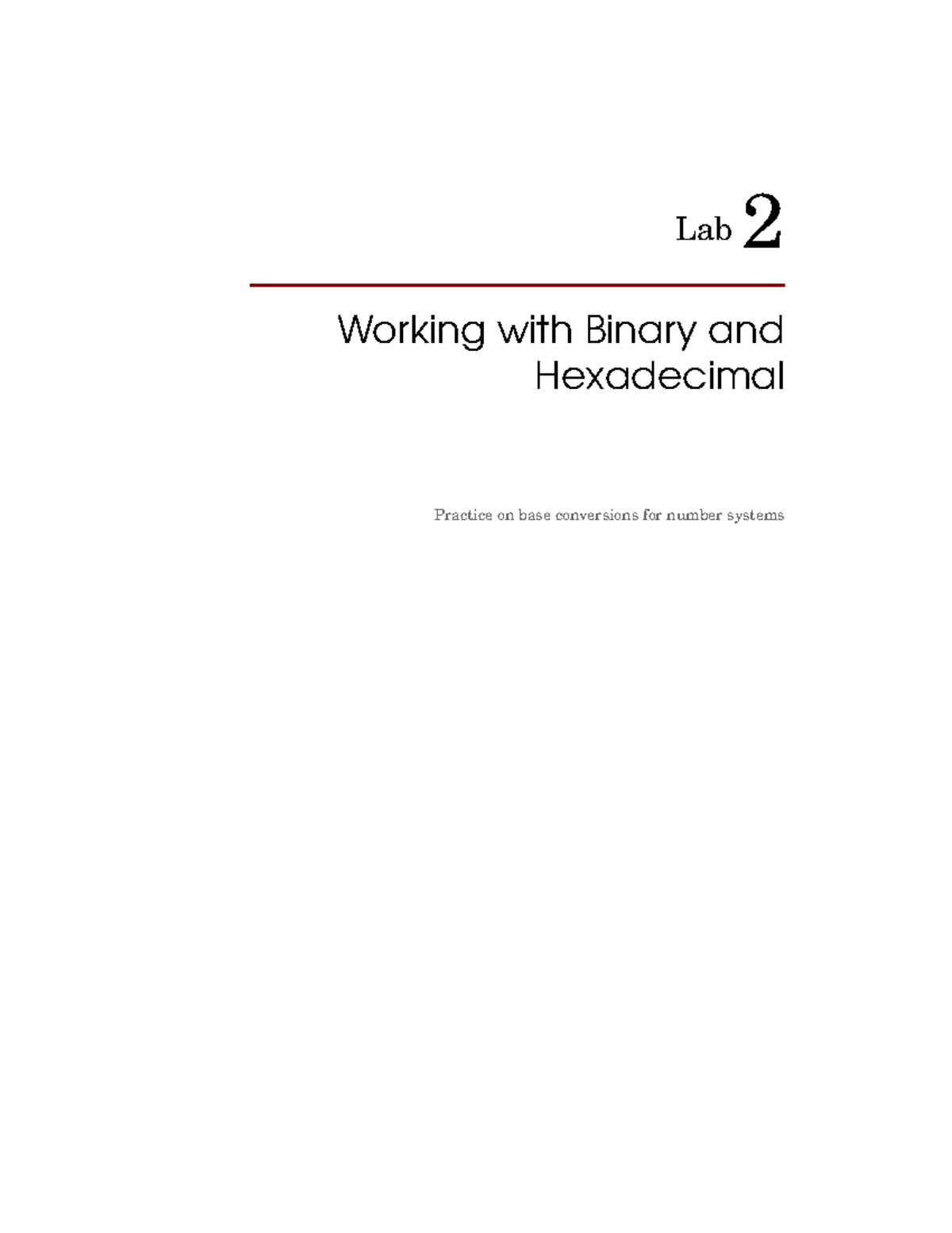 COMP 2531 - Lab 2: Binary & Hexadecimal Base Conversions Practice - Studocu