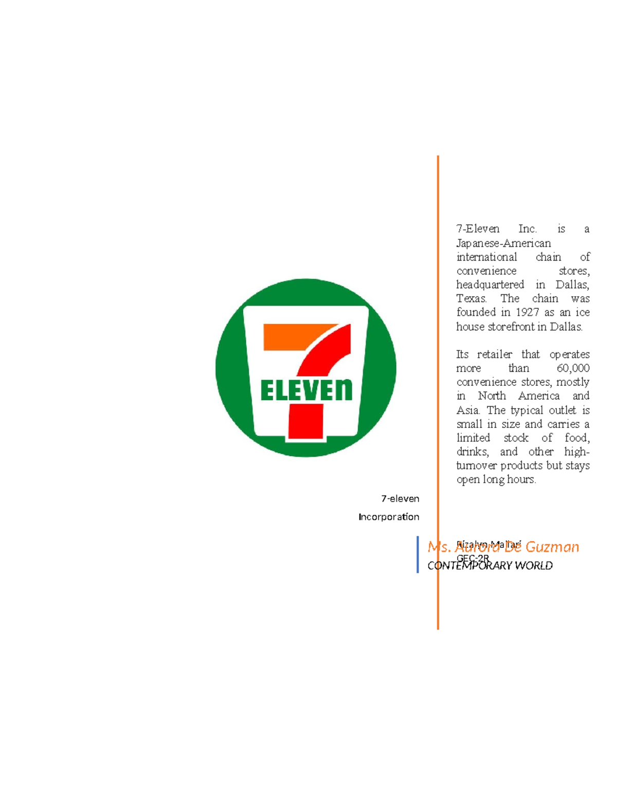 7-Eleven: A Historical Overview of Products and Growth - Studocu