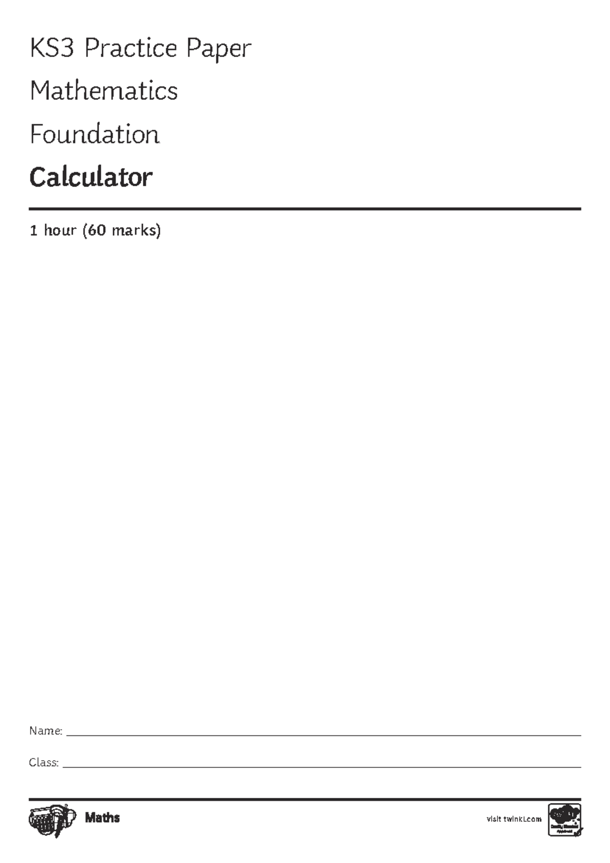KS3 Mathematics Foundation Practice Paper - Calculator (1 Hour) - Studocu
