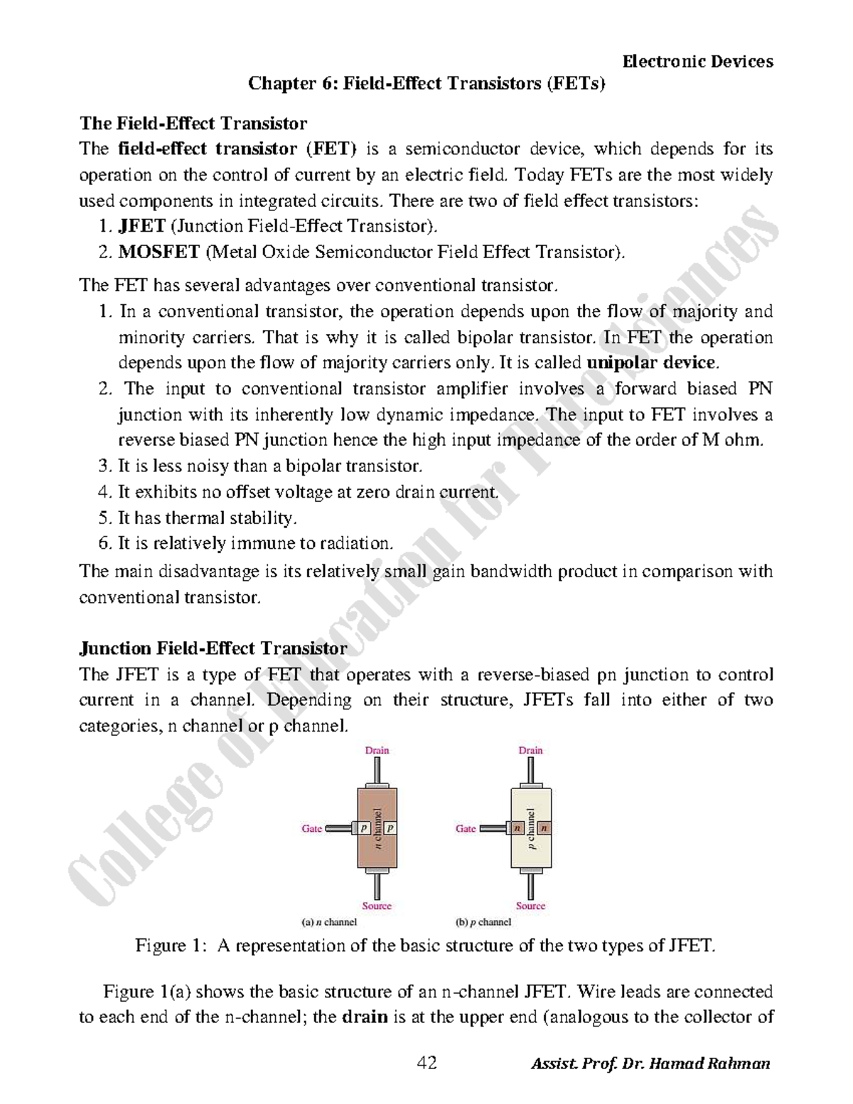 Electronic Devices Chapter 6: FETs and JFET Operation Notes - Studocu