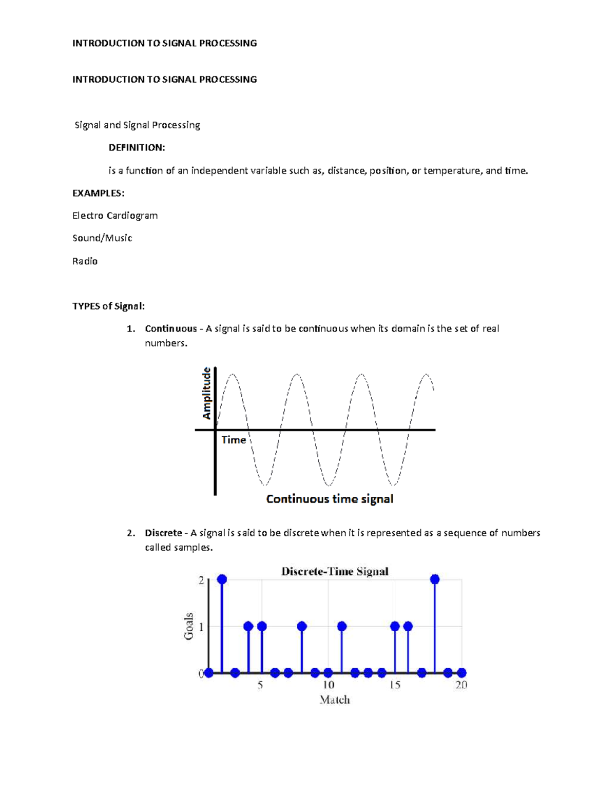 Introduction to Signal Processing: Concepts & Modulation Techniques - Studocu