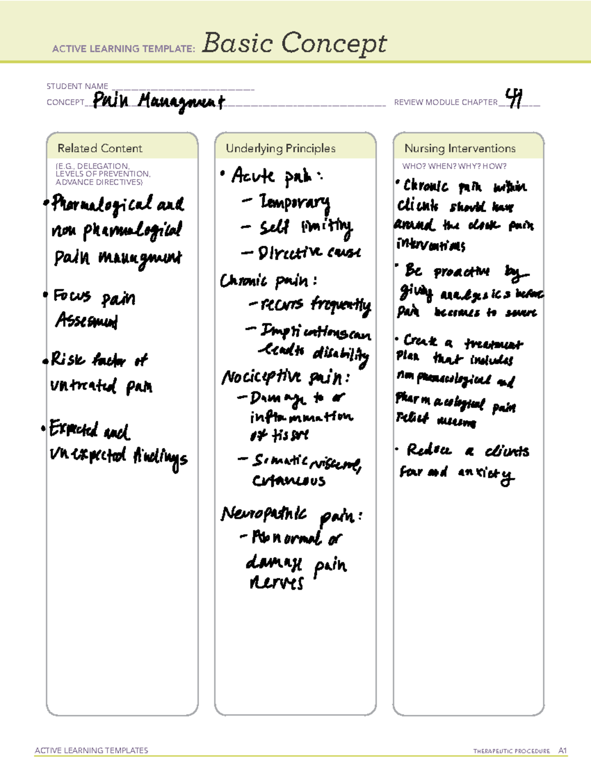 Pain Management: Active Learning Templates for Therapeutic Procedures ...