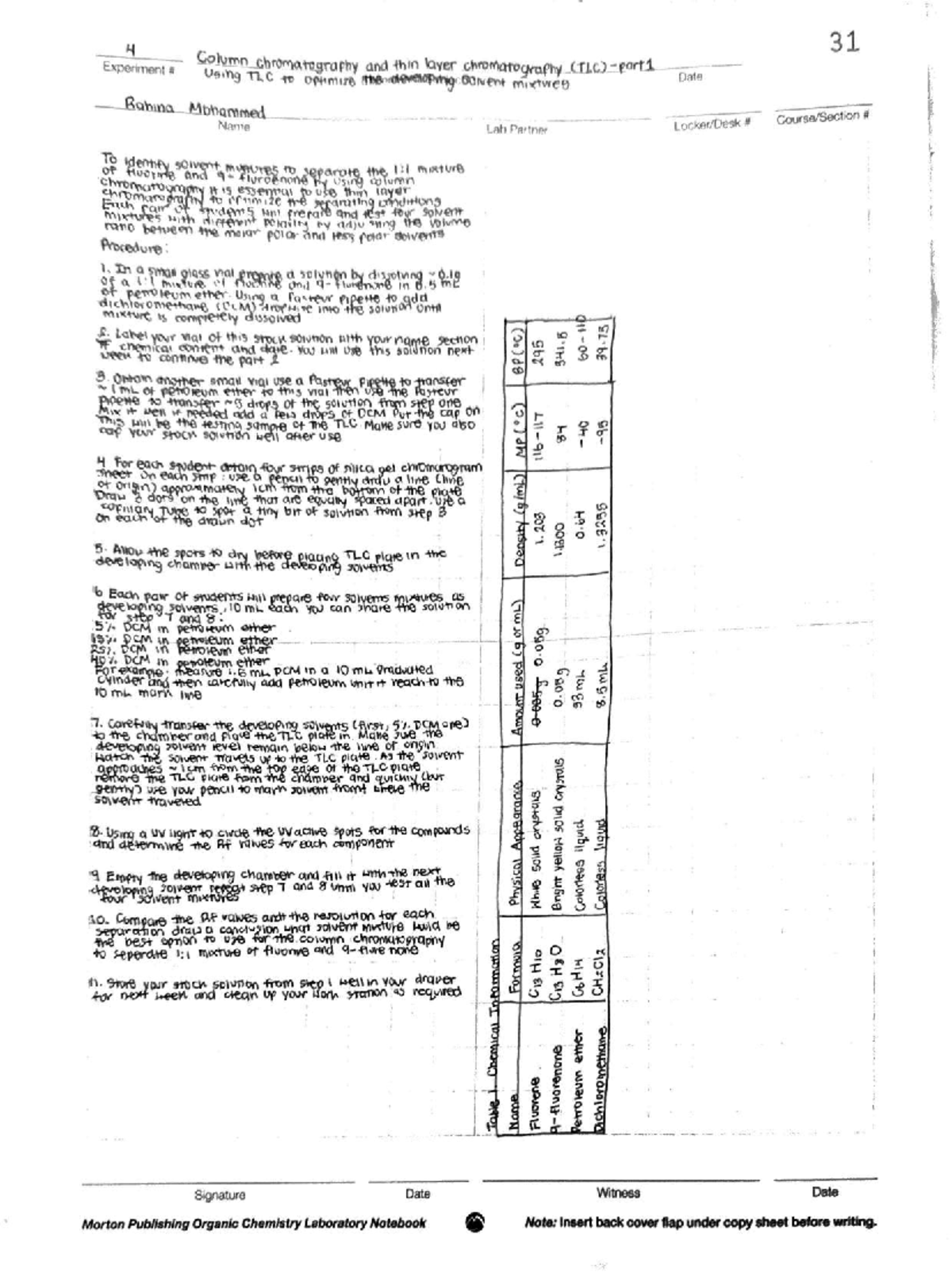 Experiment: Column & Thin Layer Chromatography (CHEM 431) - Studocu