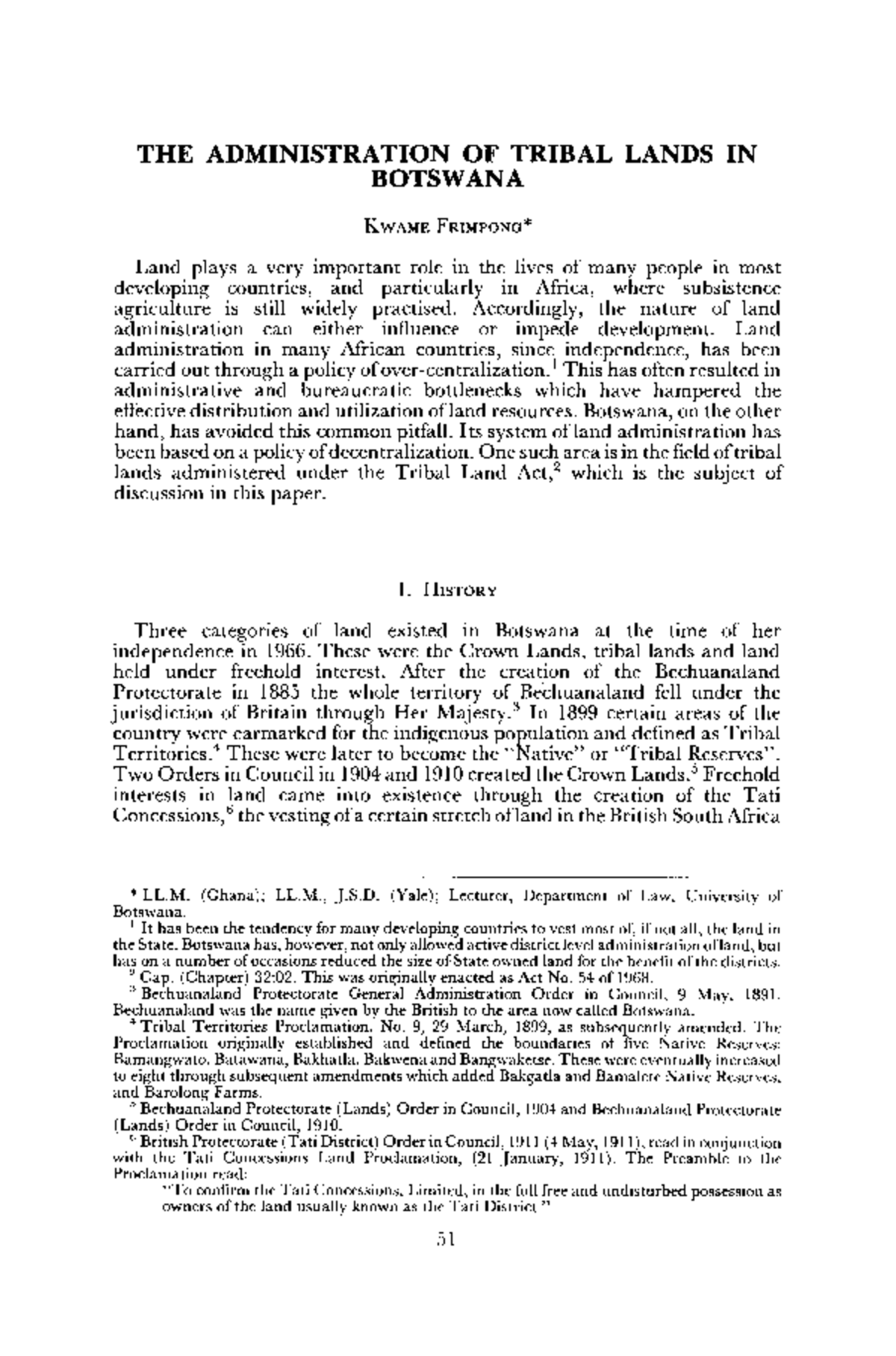 The Administration of Tribal Lands in Botswana: Insights by Kwame ...