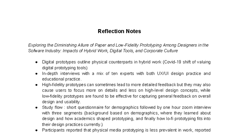Reflection Notes on Digital Prototyping in Design: Impacts of Hybrid ...