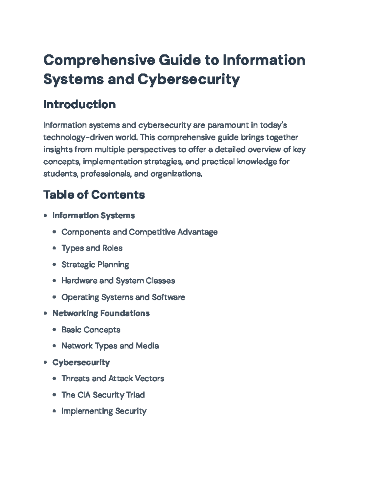 Comprehensive Guide to Info Systems & Cybersecurity (CS101 ...