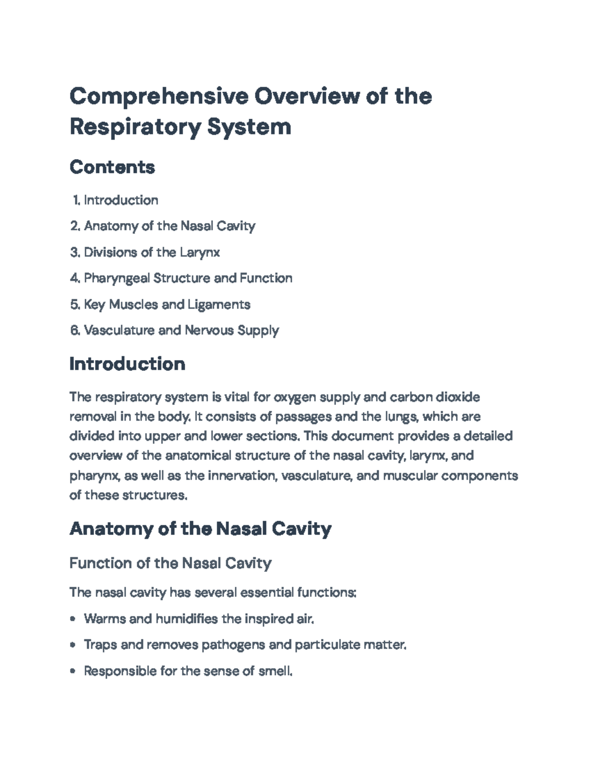 Anatomy & Function of the Respiratory System: Nasal Cavity & Larynx ...