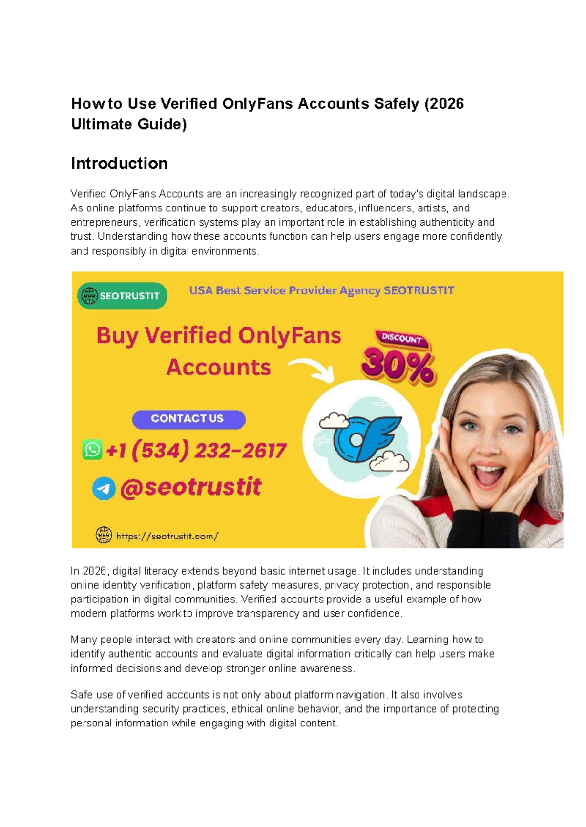 Buying Verified OnlyFans Creator Accounts: A Safe Guide (2026) - Studocu