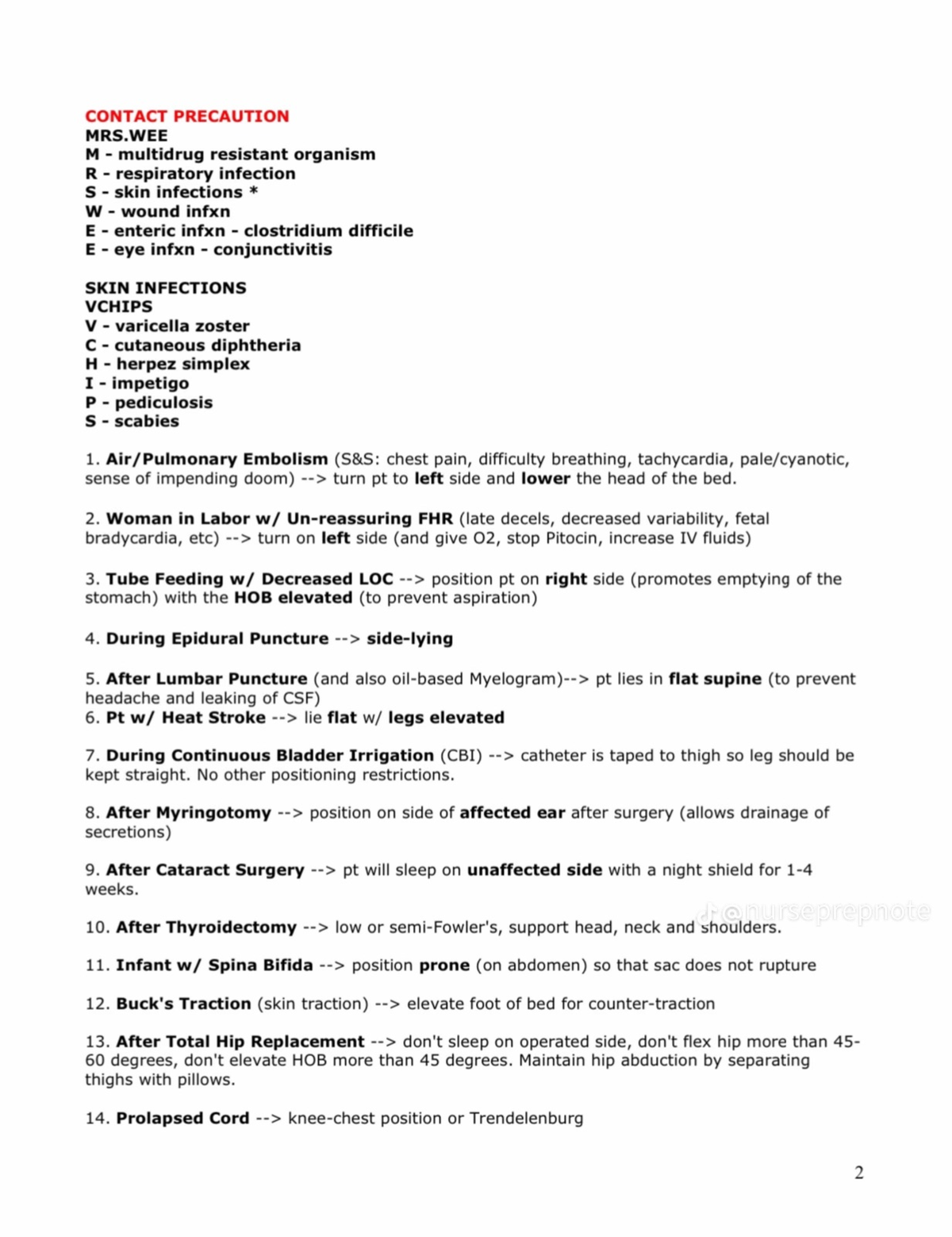 NCLEX CHEAT SHEET - CONTACT PRECAUTION MRS M multidrug resistant ...