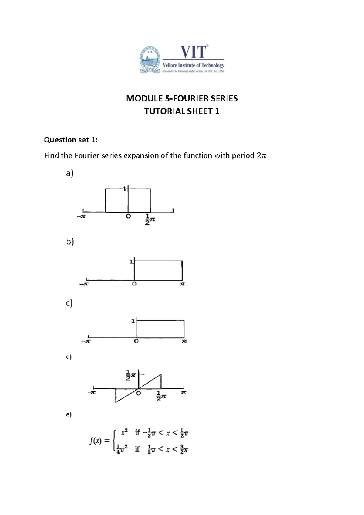 BMAT102L Module 5 Tutorial Sheet 1 - Differential Equations and ...