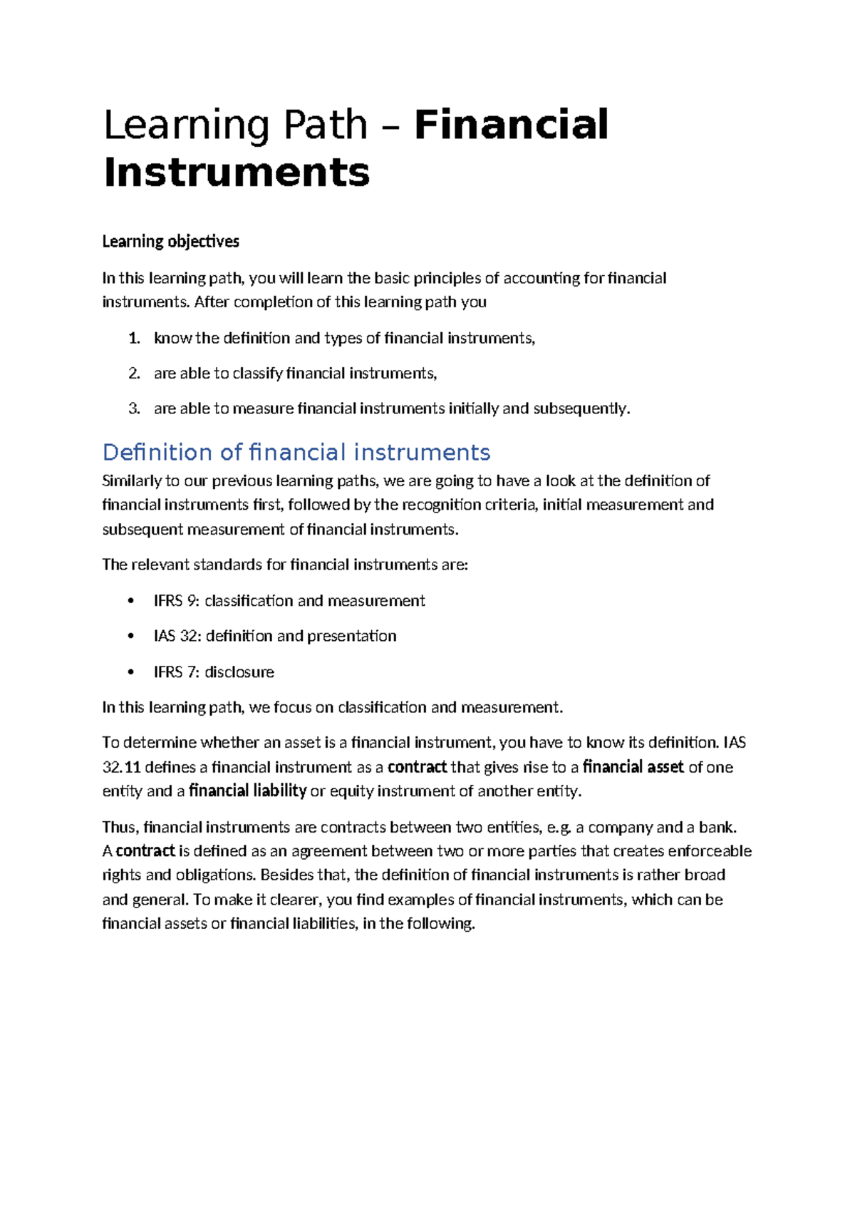 Learning Path: Fundamentals of Financial Instruments (FIN 101) - Studocu