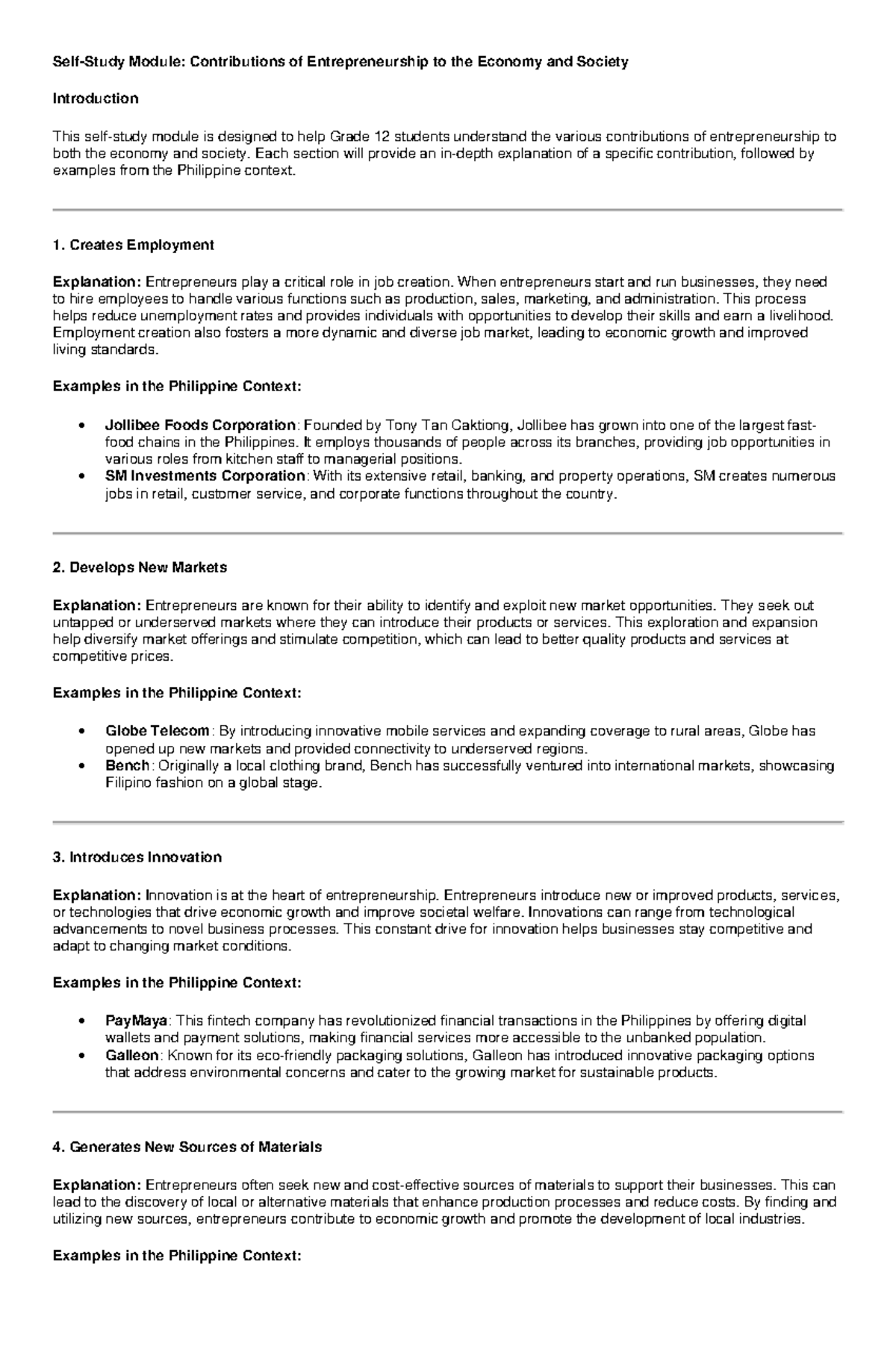 G12 Entrep Self-Study Module 2: Contributions to Economy & Society ...