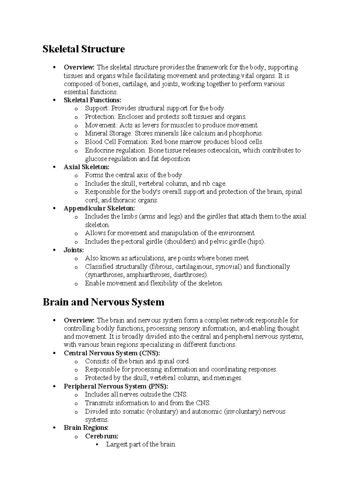 Summary of Chapter 2: Skeletal, Nervous, and Tissue Structures - Studocu