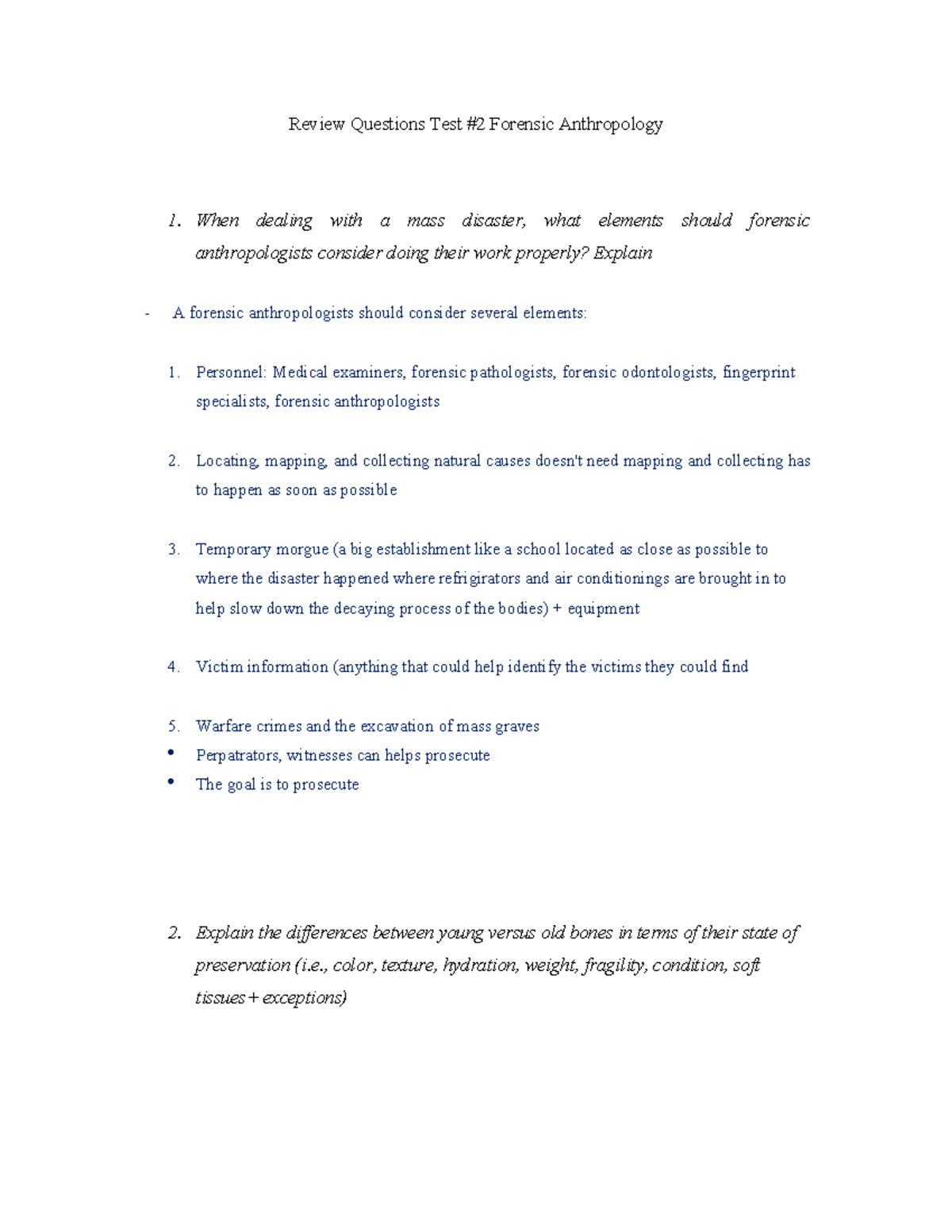 Forensic Anthropology 101: Test #2 Study Guide and Review Questions ...