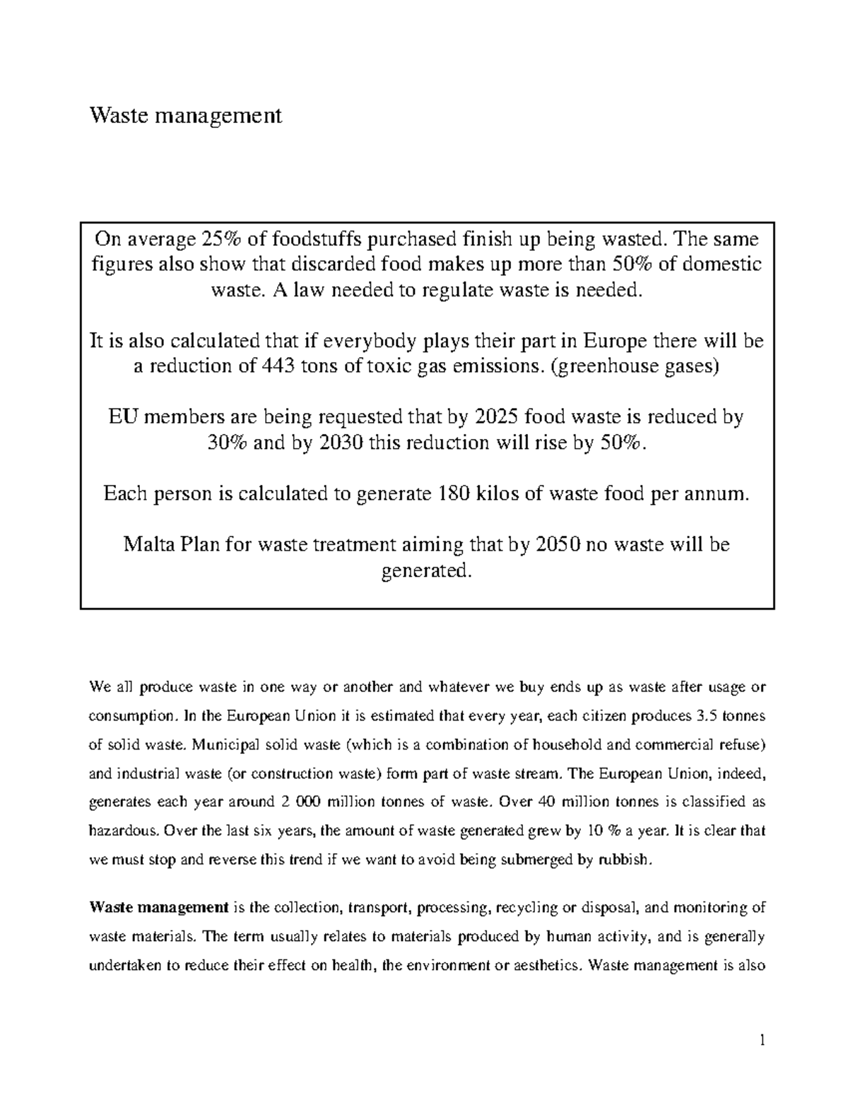 Waste Management Strategies and Challenges: An EU Perspective - Studocu