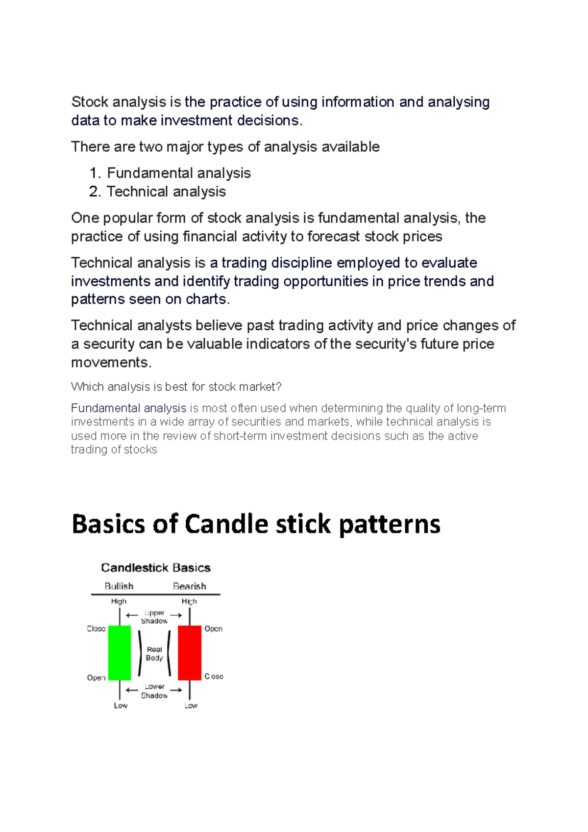 Stock Analysis Techniques: Fundamental vs. Technical Insights - Studocu