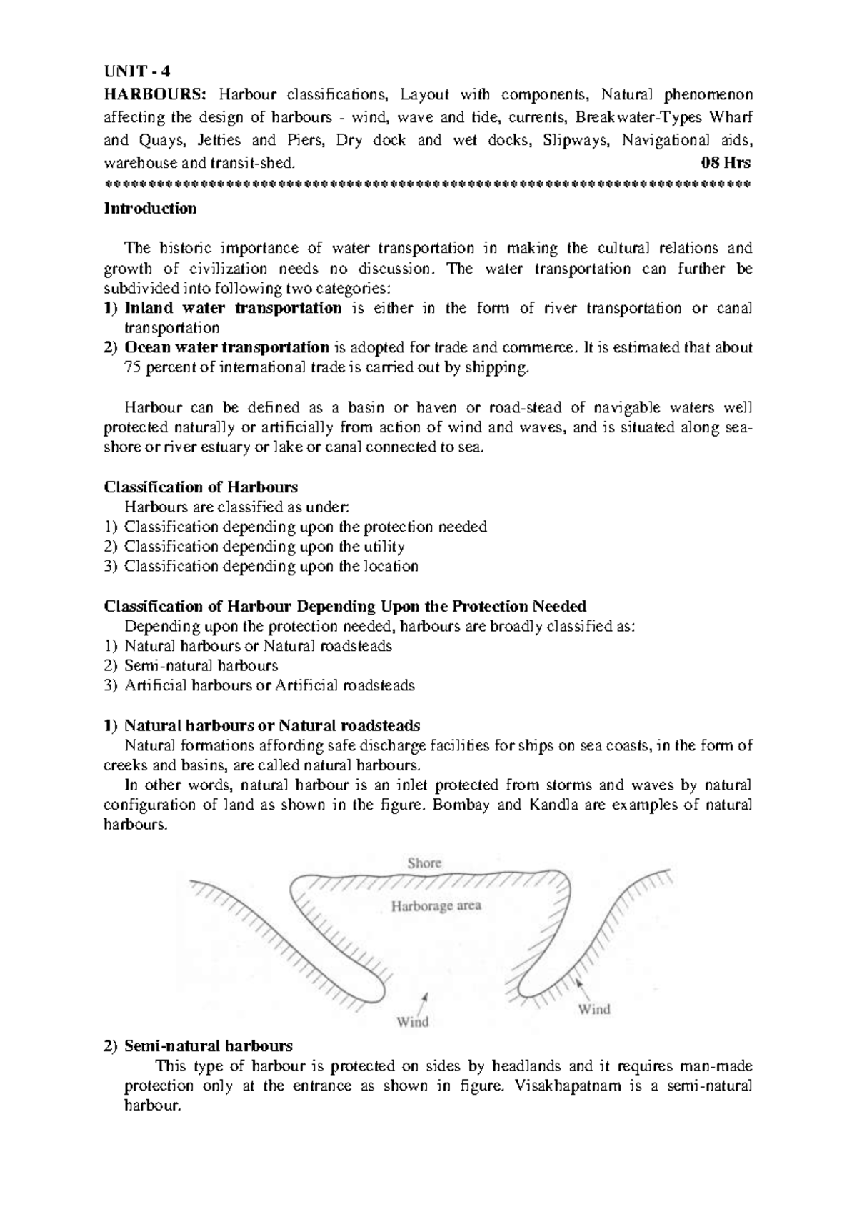 Unit-4: Comprehensive Overview of Harbour Classifications and Designs ...