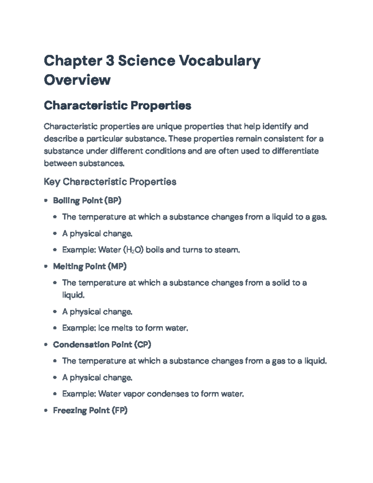 Chapter 3: Science Vocabulary and Characteristic Properties of Matter ...