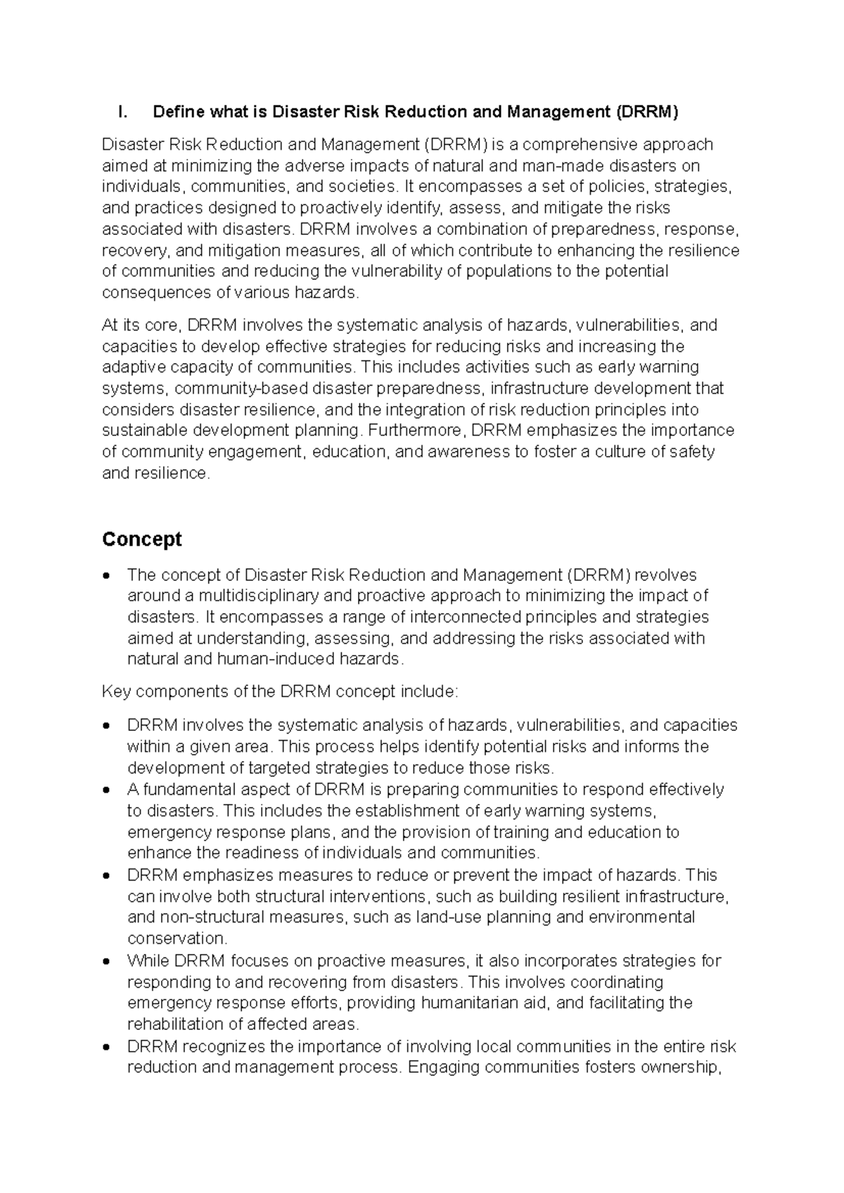 Defining Disaster Risk Reduction and Management (DRRM) Principles - Studocu