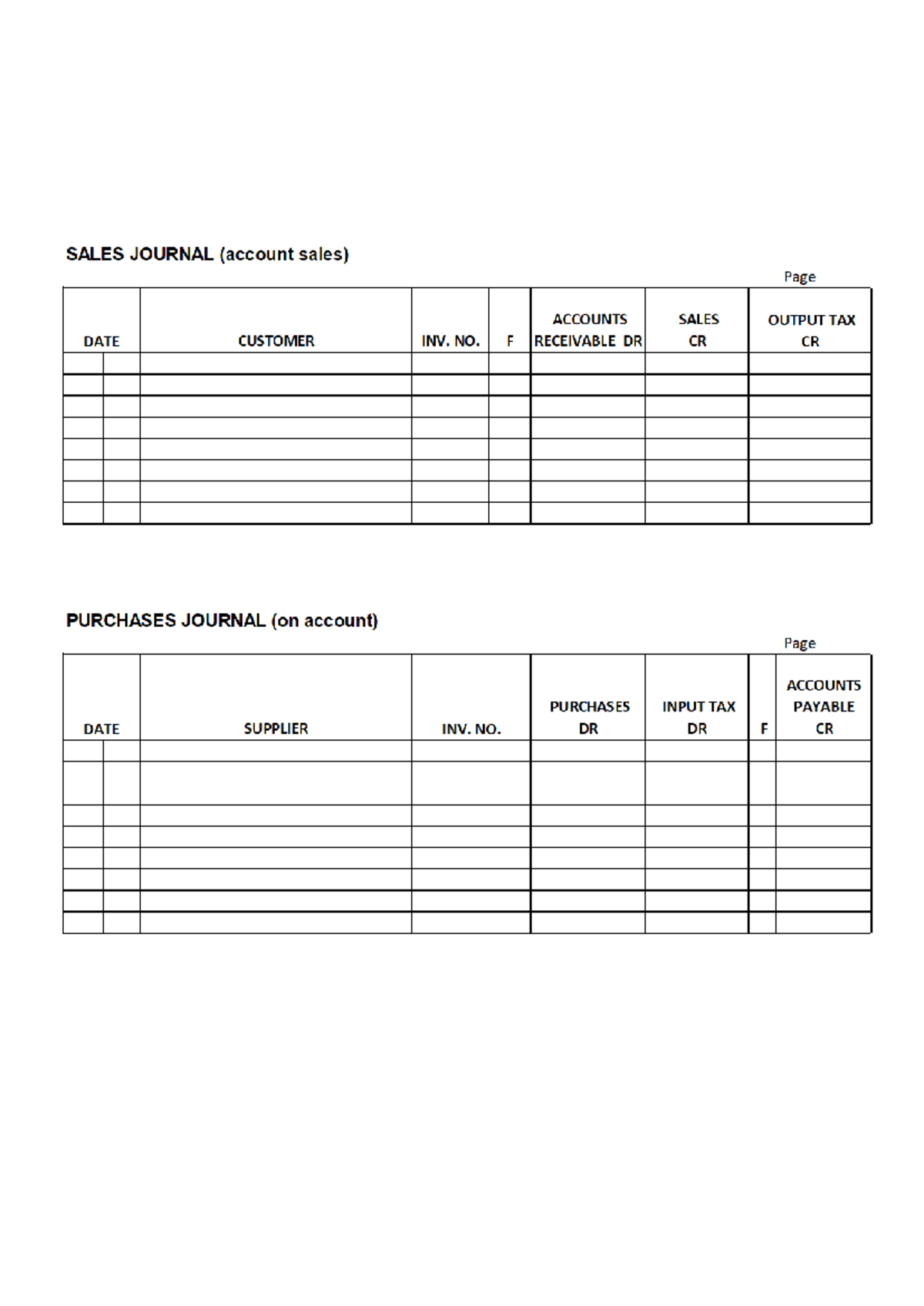 SALES JOURNAL & PURCHASES JOURNAL FORMAT (Acct Sales) - Studocu