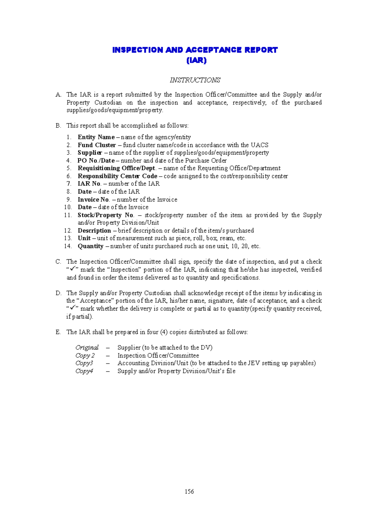 Appendix 62 - IAR Instructions for Inspection and Acceptance Report ...
