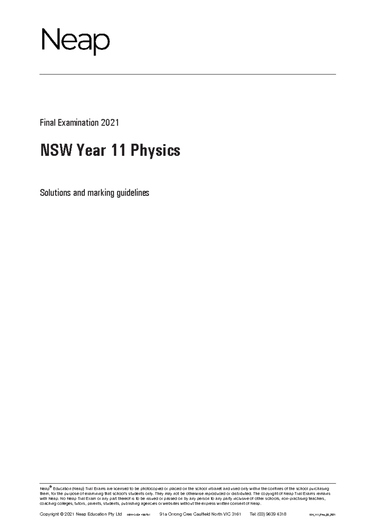 HSC PHYSICS 2021 FINAL EXAM PRACTICE PAPER WITH SOLUTIONS - Studocu