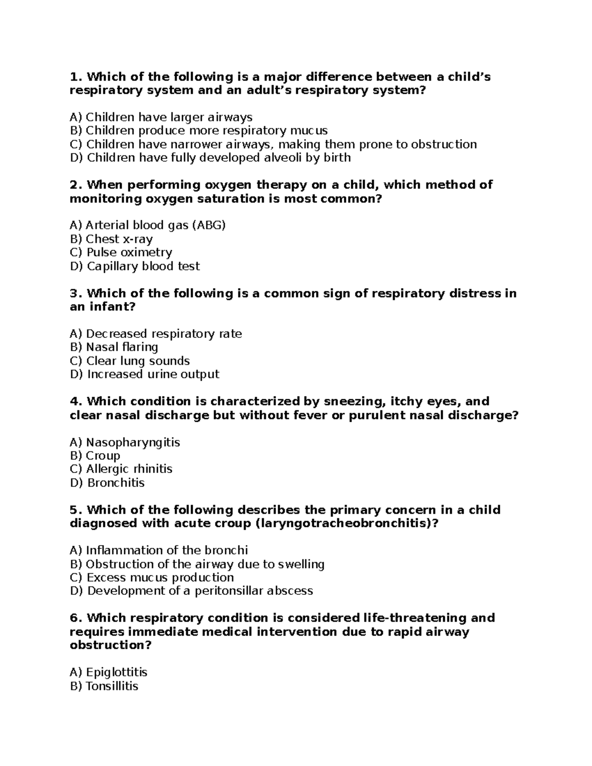 Pediatrics Exam 1 Practice Questions & Answers for Nursing Students ...