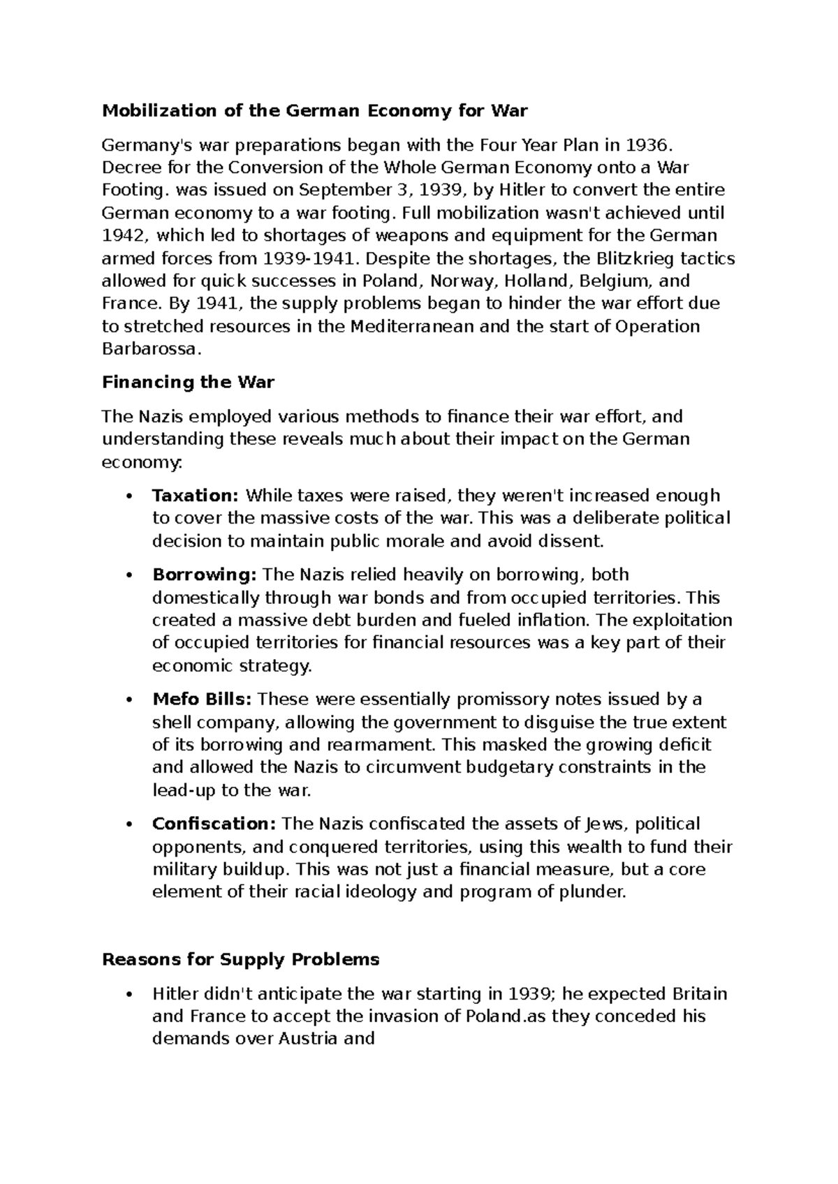 Mobilization of the German Economy for War: 1936-1945 Overview - Studocu