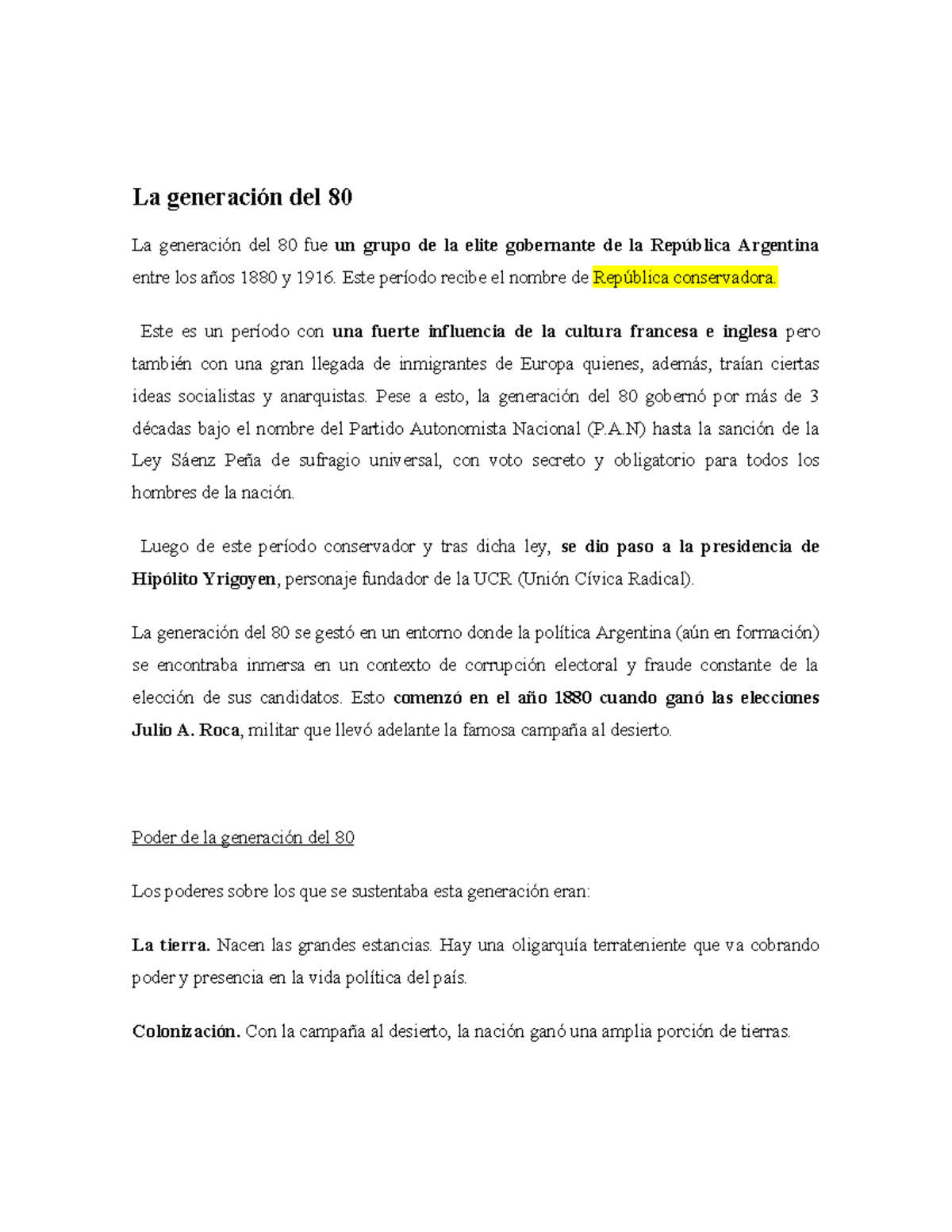 La generación del 80: Influencias y Poder en Argentina (1880-1916 ...